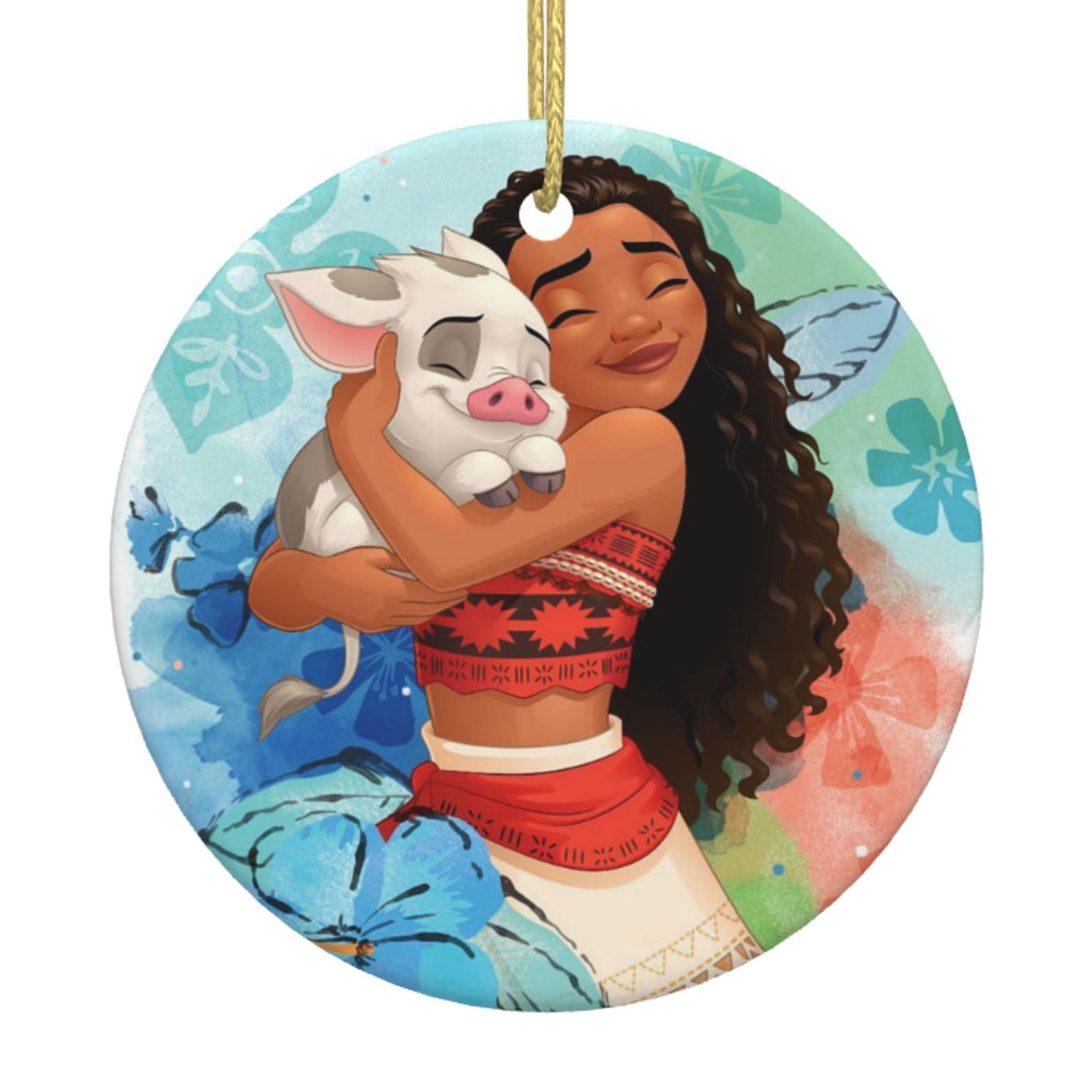 Moana Round Ceramic Pendant Christmas Decoration Holiday with Gold Wire ...