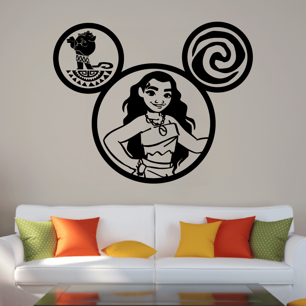 Moana Silhouette Maui Tattoo Tefiti Moana Maui Mickey Face Shape Vinyl ...