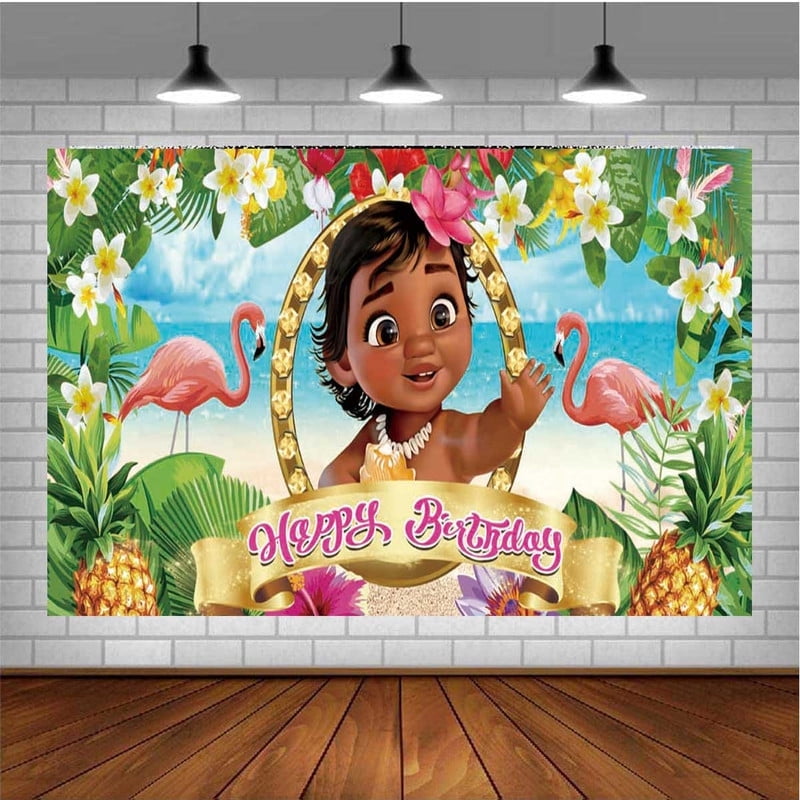 Moana cartoon theme Birthday flag Background Flag Children's Party ...