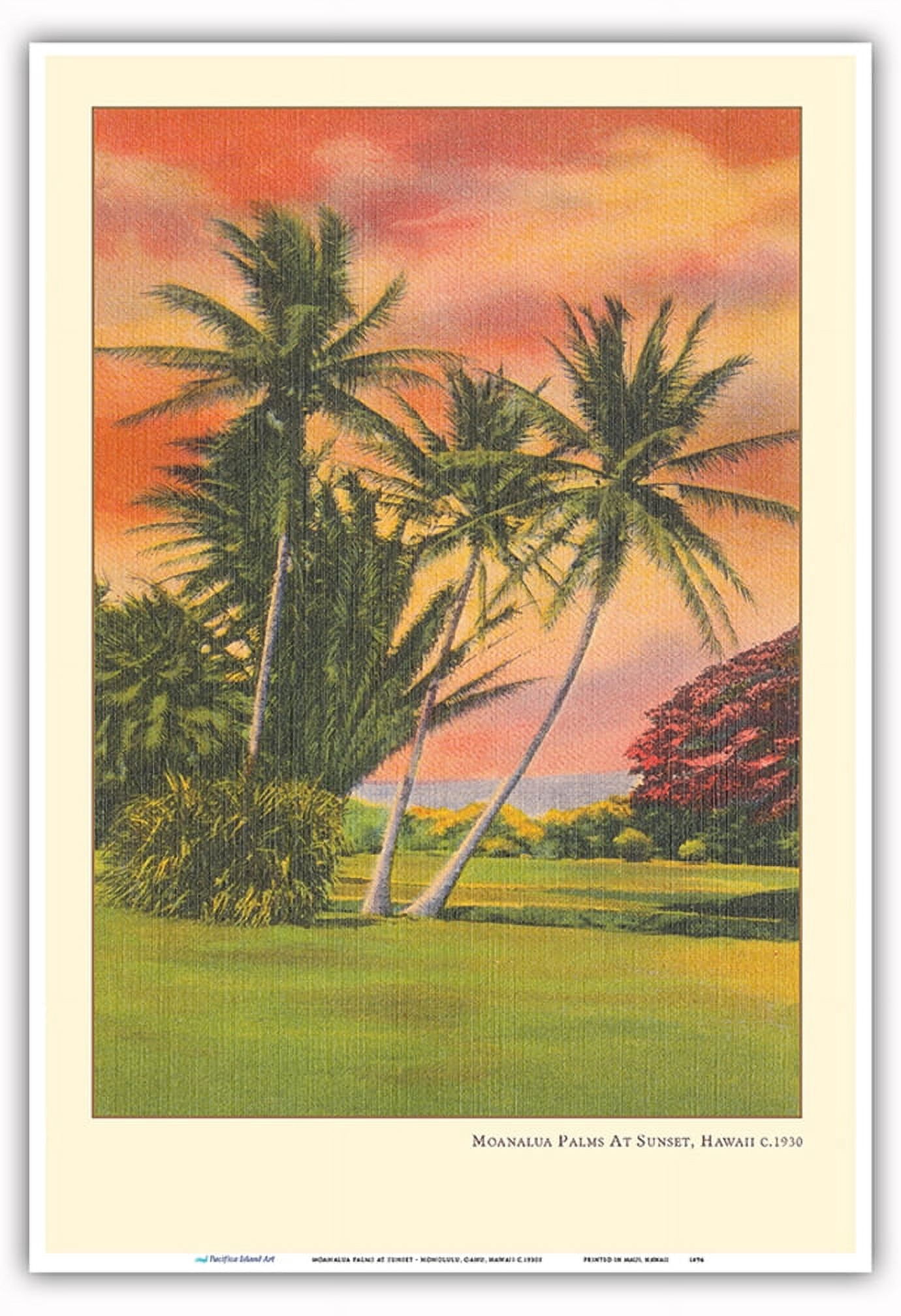 Moanalua Palms at Sunset - Honolulu Oahu Hawaii - Vintage Hawaiian ...