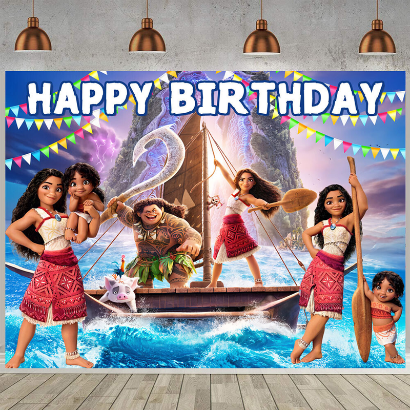 Moanana Party Supplies Happy Birthday Decorations Banner Backdrop ...