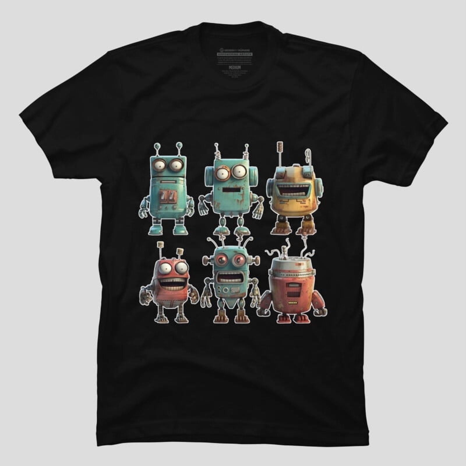 Moar Robots Retro Sci-Fi Cartoon Robot Funny Graphic H27125 T-Shirt ...