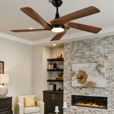 "Sofucor 52"" Modern Indoor Solid Wood Ceiling Fans with Light and ...