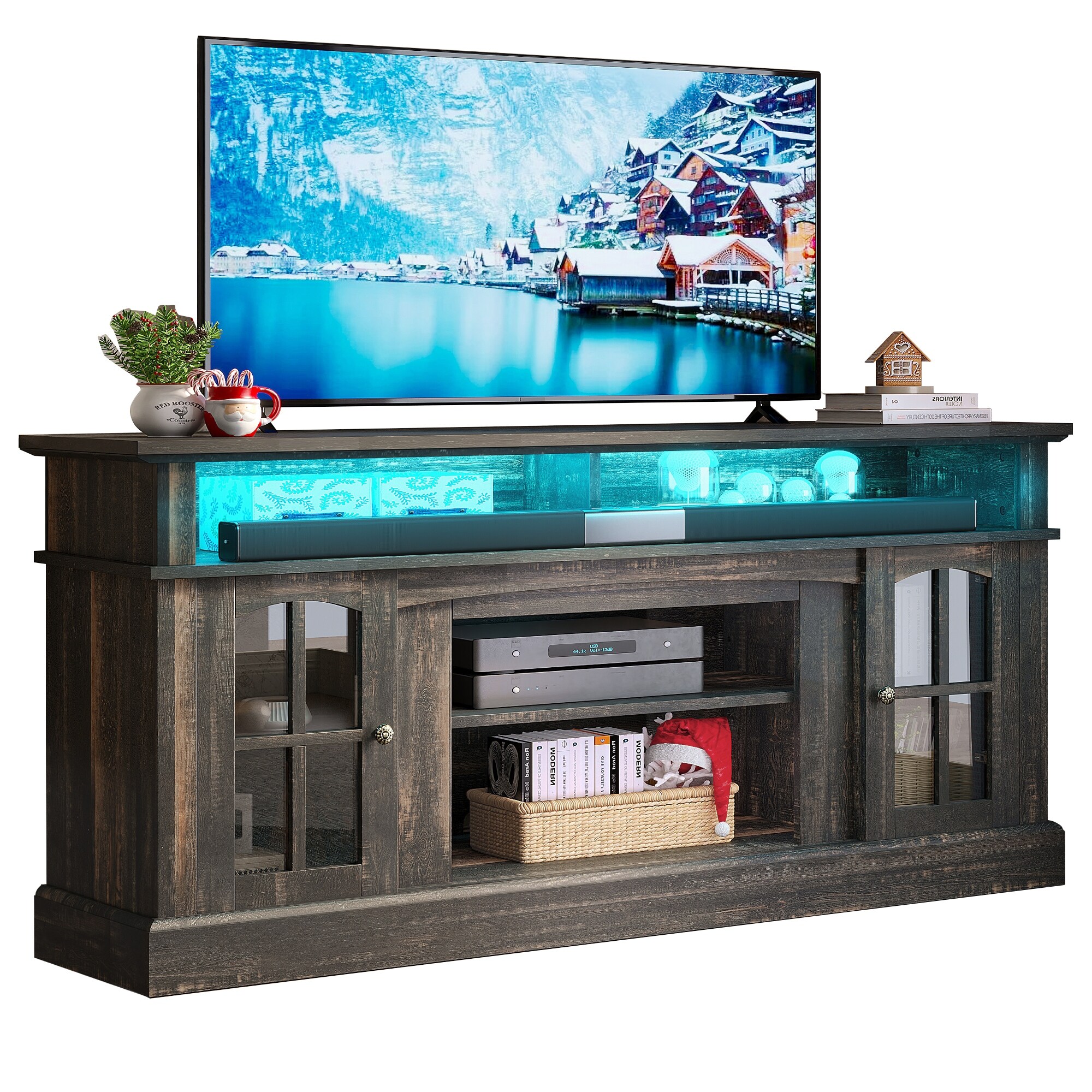 Moasis 58" Highboy TV Stand Farmhouse Entertainment Center Media ...