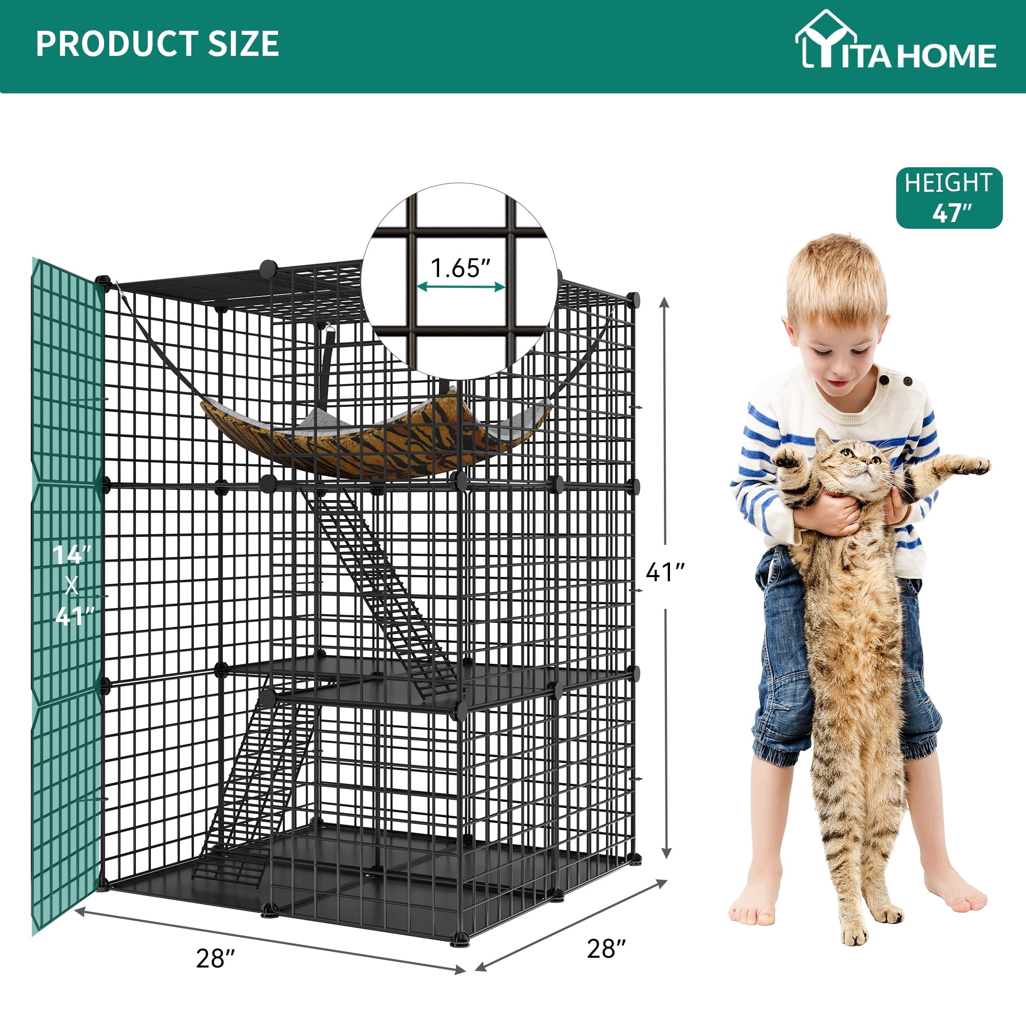 Moasis Cat Cage Indoor Catio DIY Cat Enclosures Metal Cat Playpen 3 ...