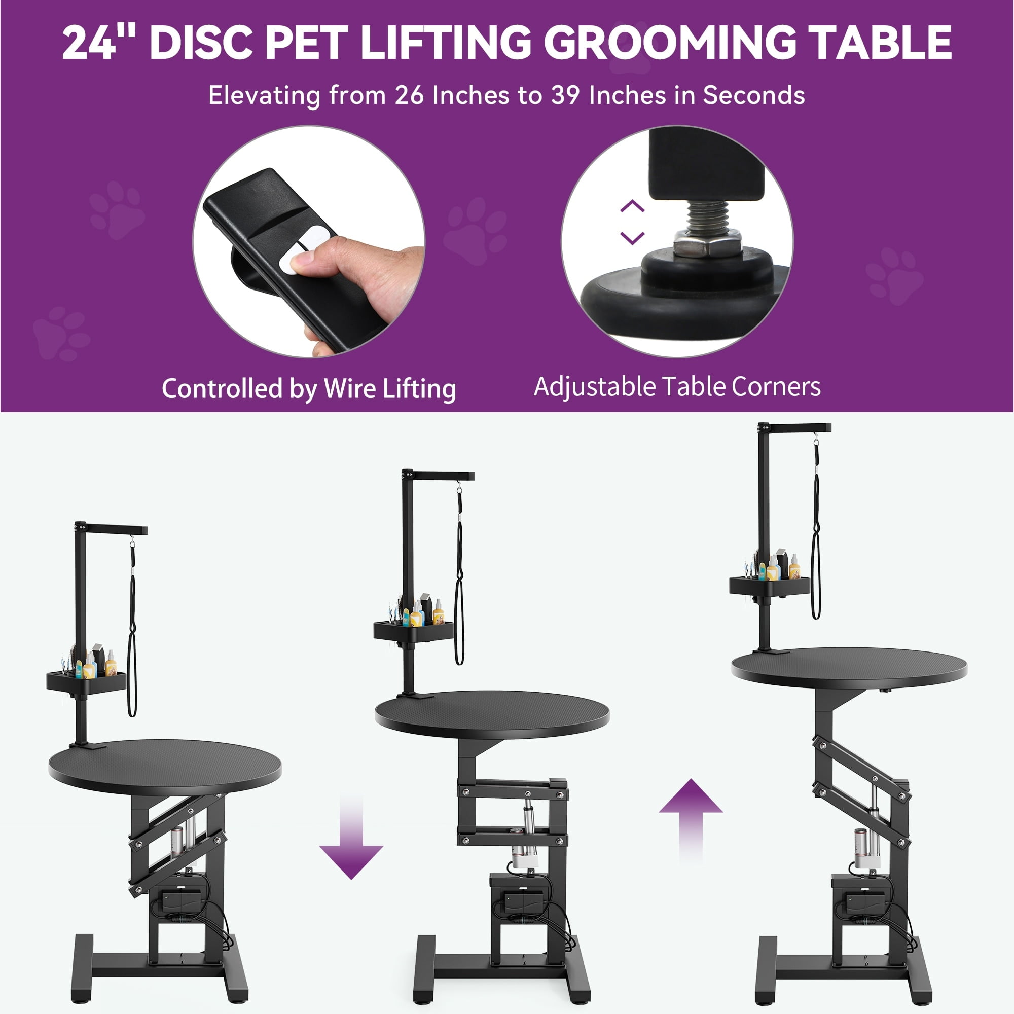 Moasis Electric Lift Dog Grooming Table 24" Rotating Desktop Pet ...