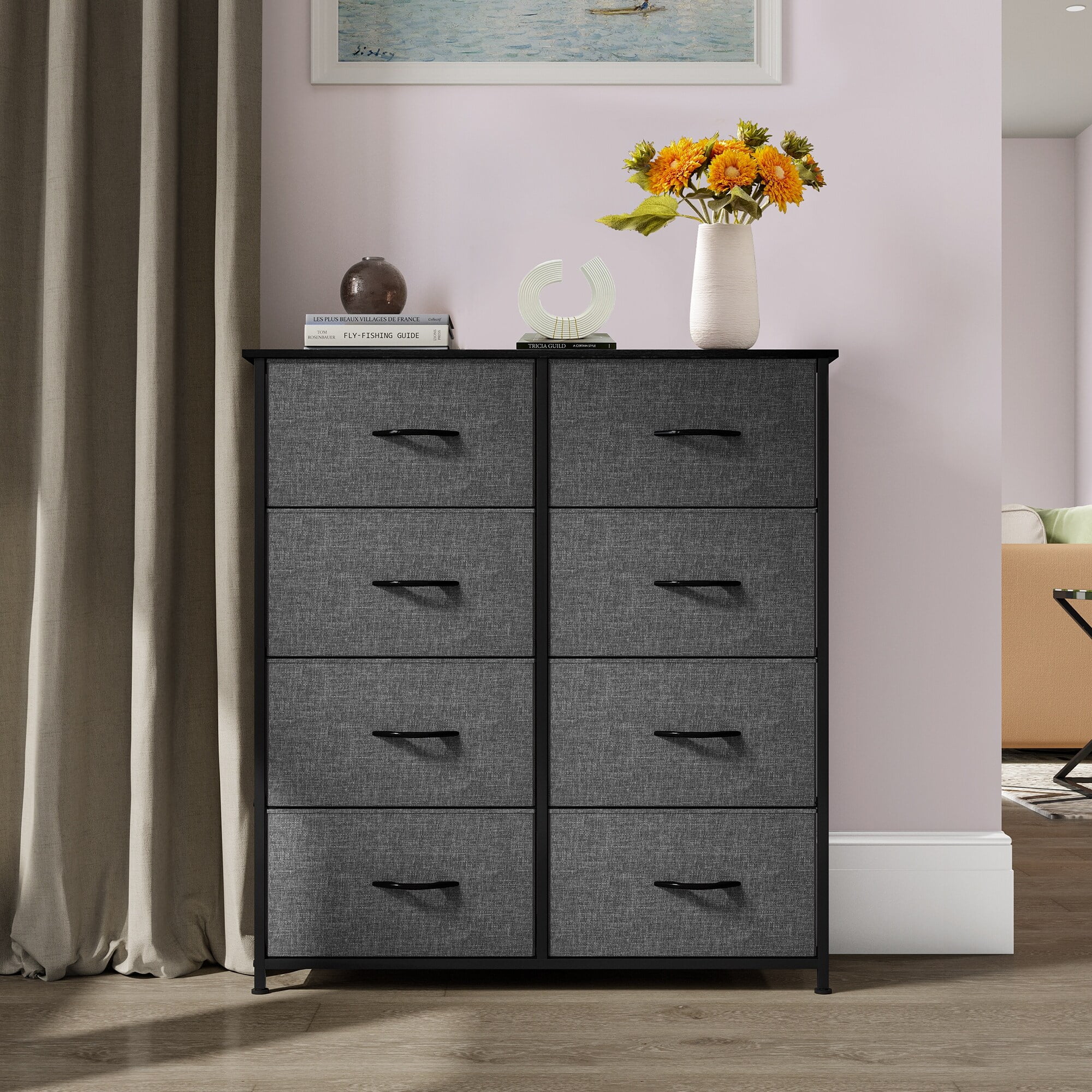 Moasis Modern 8-drawers Vertical Fabric Dresser Bedroom Storage Tower ...