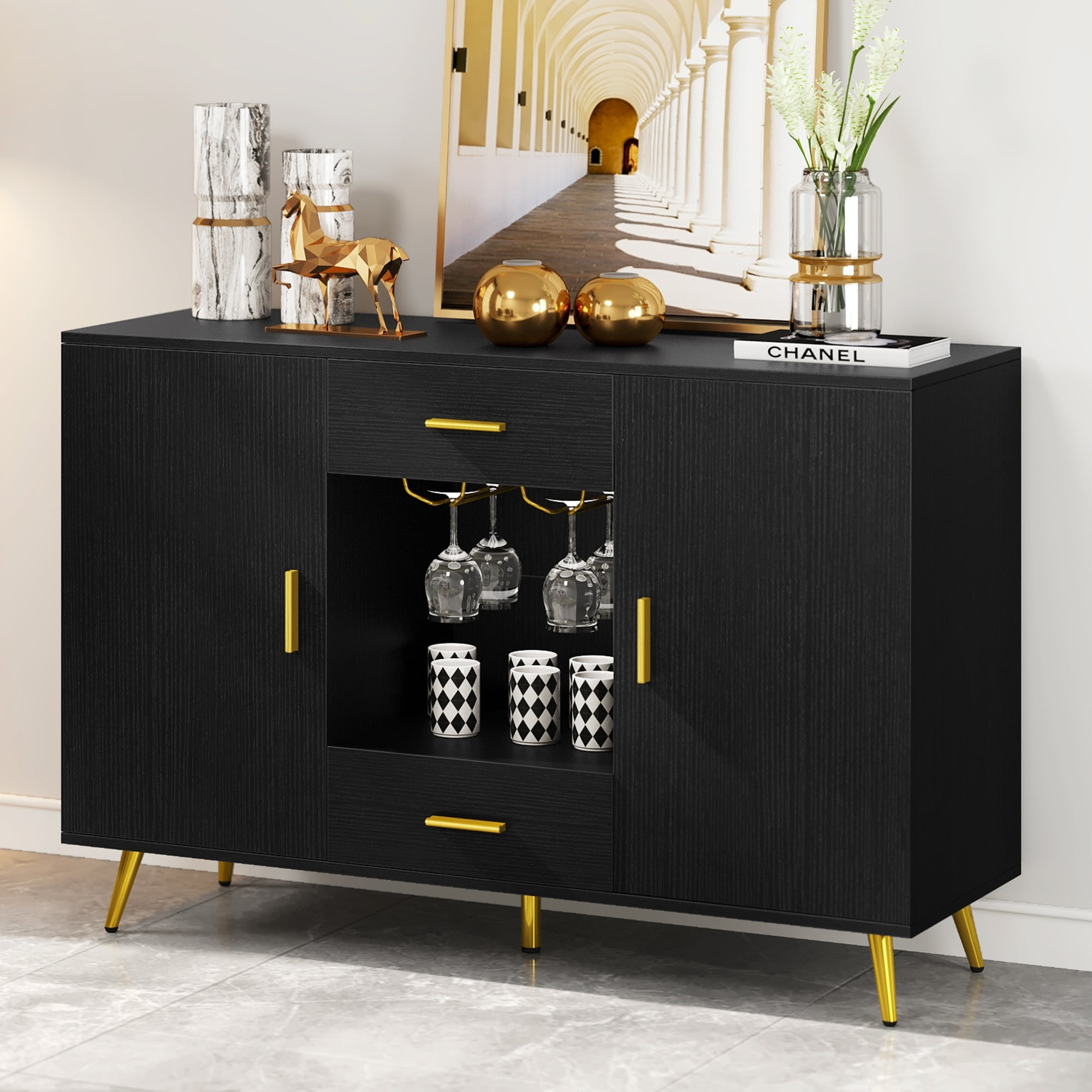 Moasis Modern Wood Buffet Cabinet Sideboard Buffet with Storage ...
