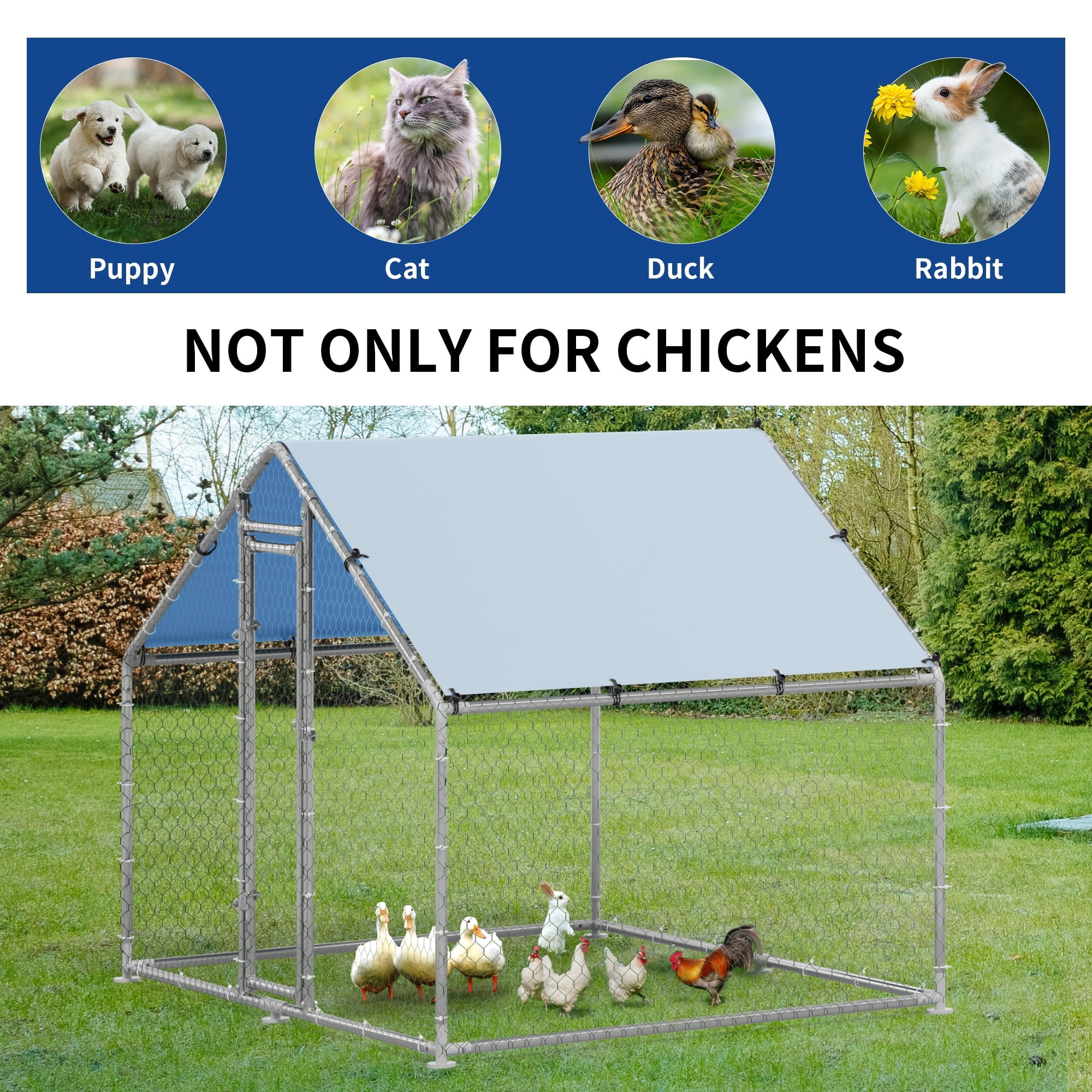 Moasis Outdoor Steel Chicken Run with Lid 6.56 FT - Walmart.com