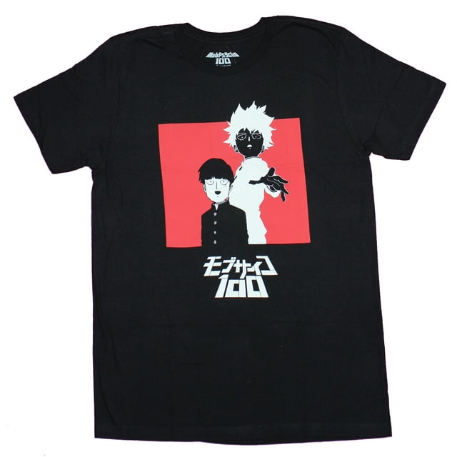 Mob Psycho 100 Mens T-Shirt - Mob Black White & Red Over Kanji Logo ...