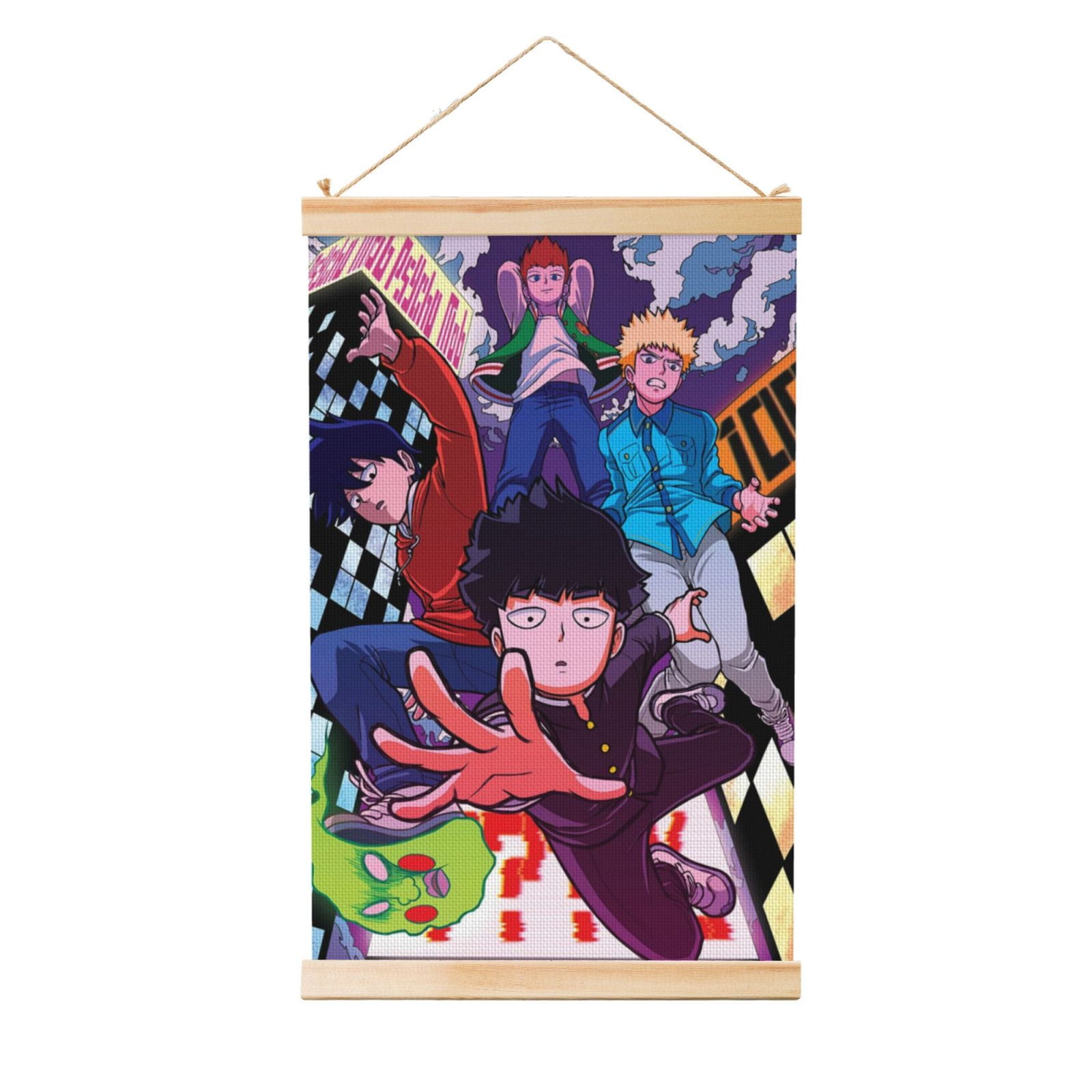 Mob Psycho 100 Poster Aesthetic Canvas Wooden Shaft Wall Art Hanging ...