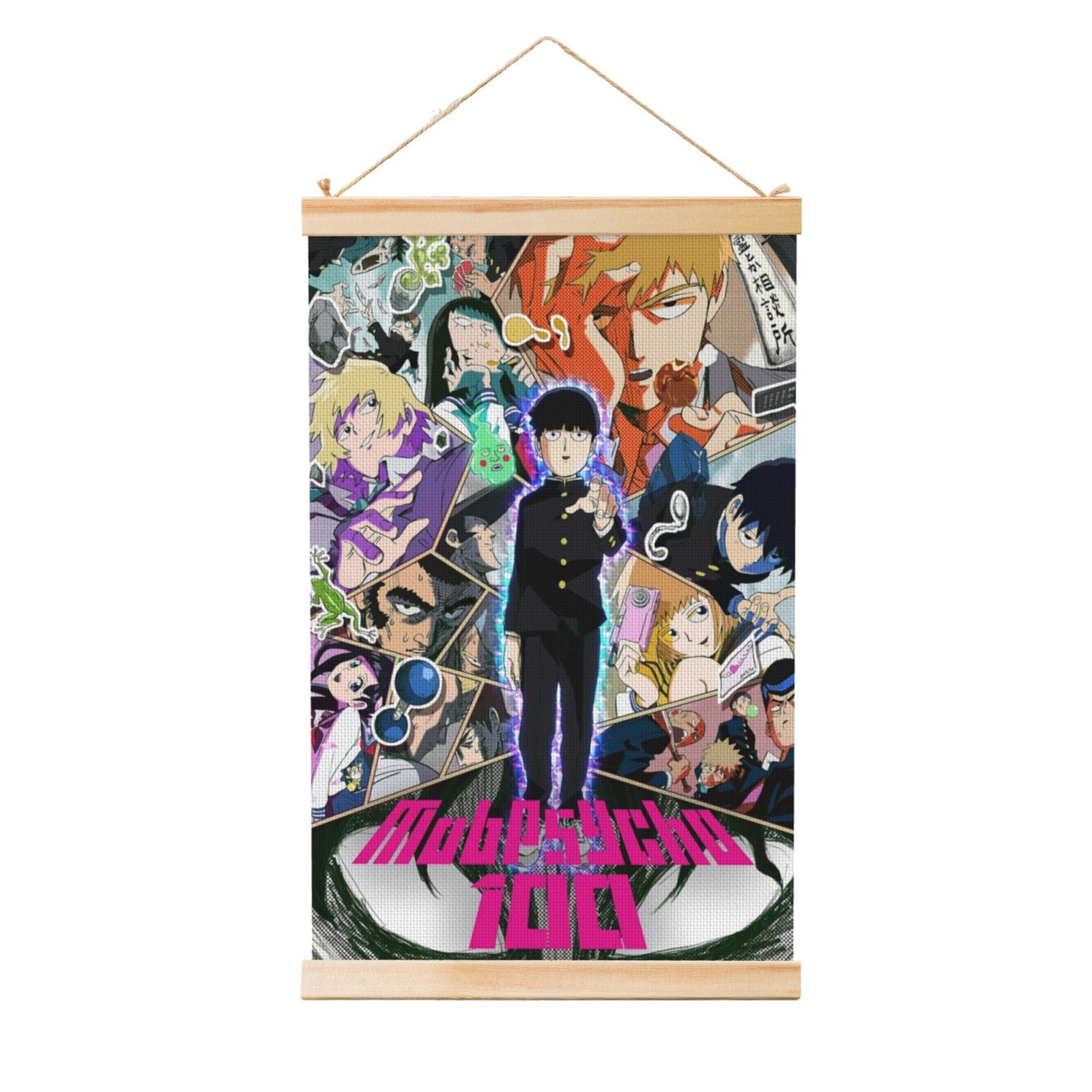 Mob Psycho 100 Poster Aesthetic Canvas Wooden Shaft Wall Art Hanging ...