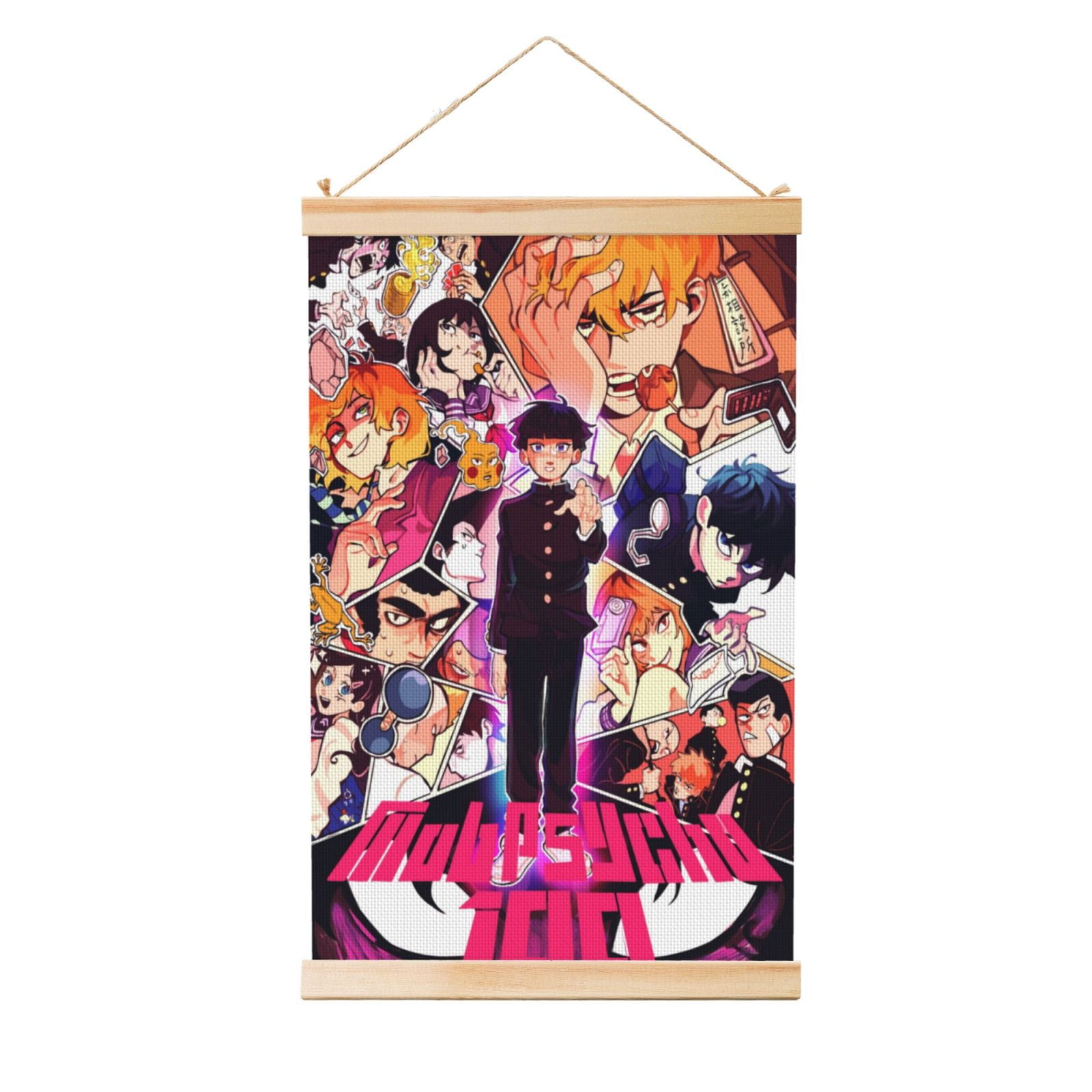 Mob Psycho 100 Poster Aesthetic Canvas Wooden Shaft Wall Art Hanging ...