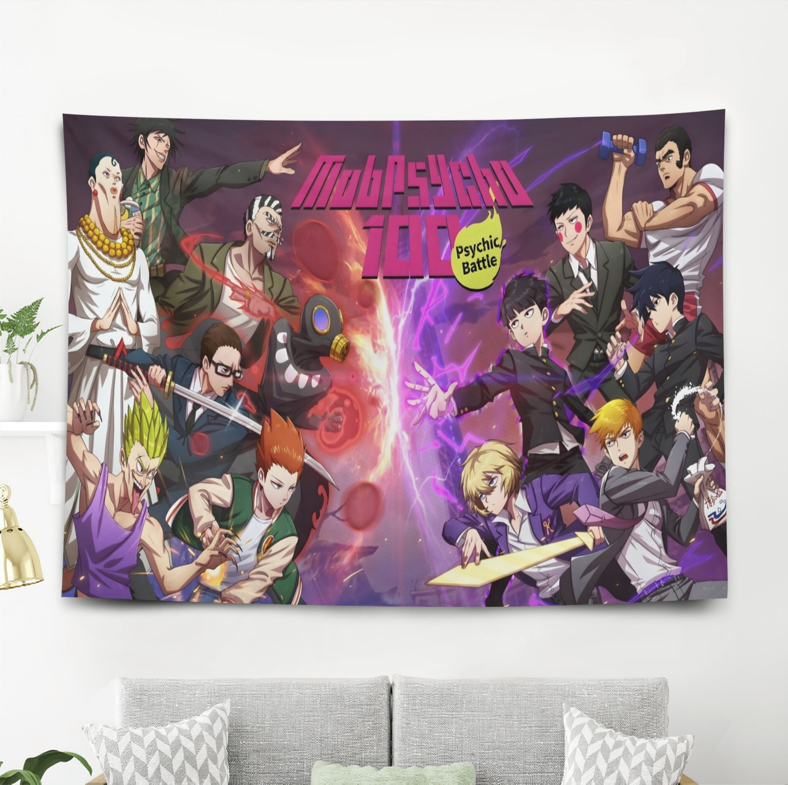 Mob Psycho-Theme Anti-pilling Tapestry Gift Wall Hanging Backdrop for ...