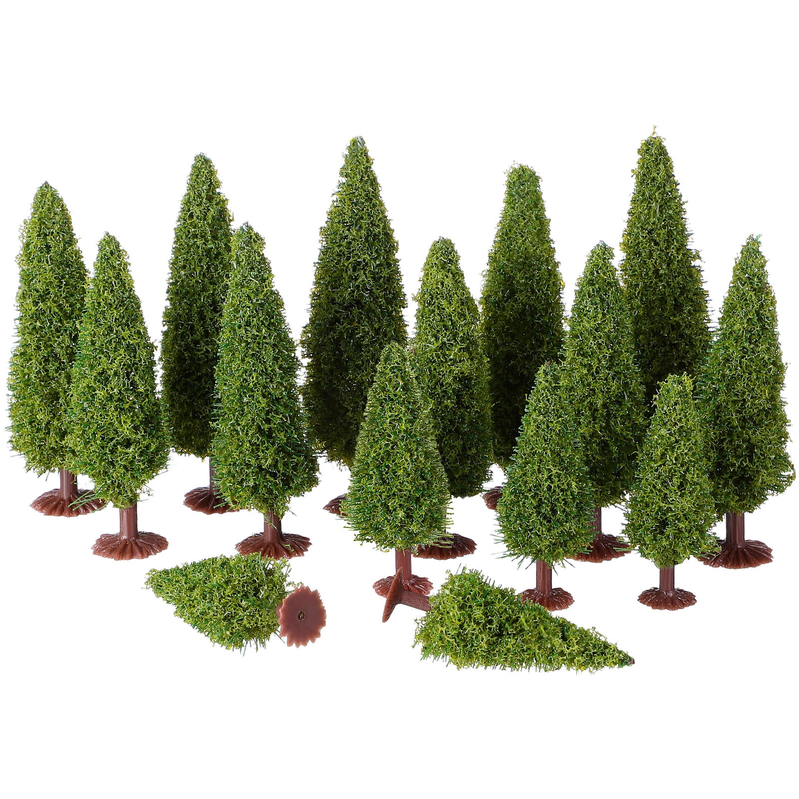 Mobestech Mini Tree Figurines Green Plastic 15pcs For Desk Decoration ...