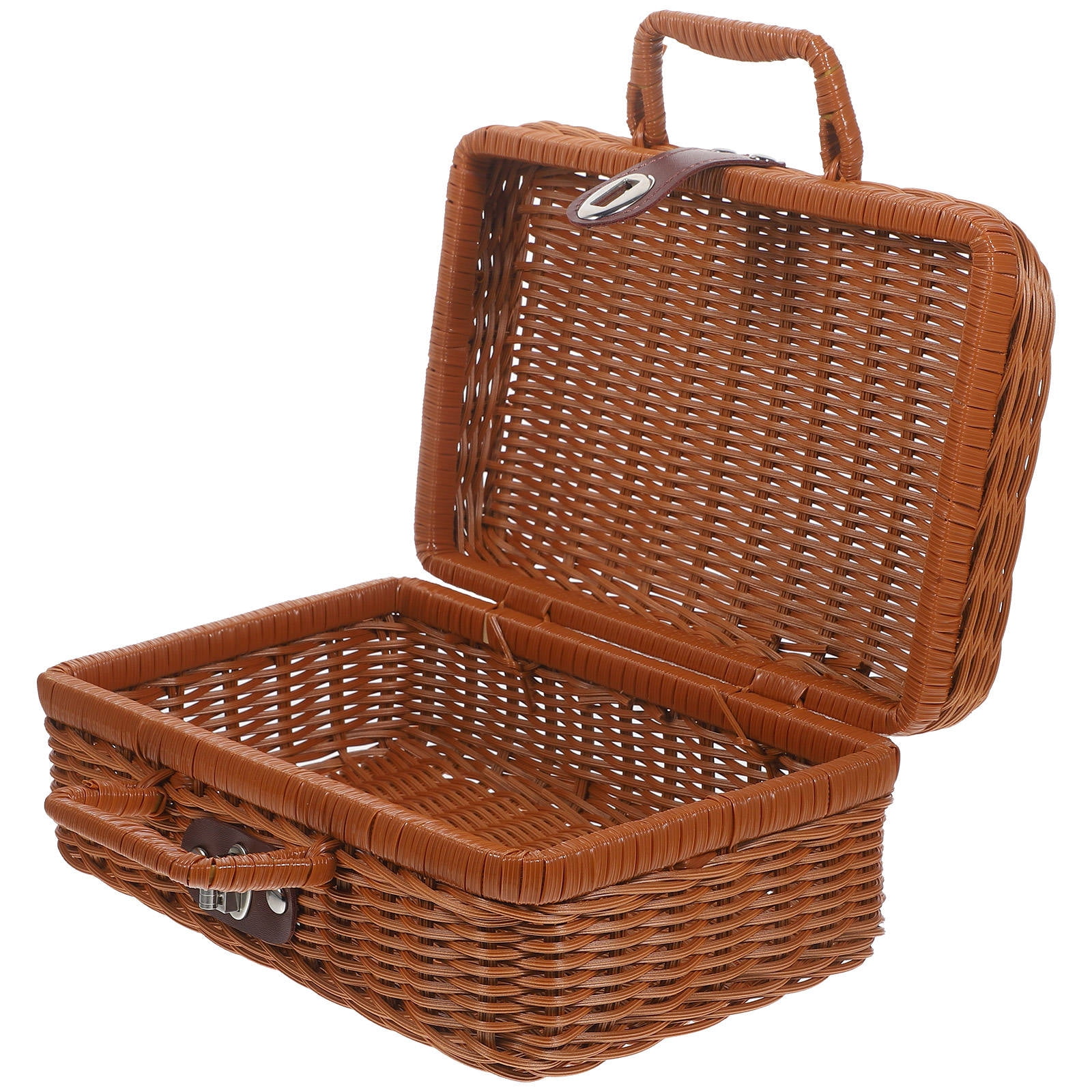 Mobestech 1Pack Simulated Rattan Woven Suitcase Light Brown Rectangular ...