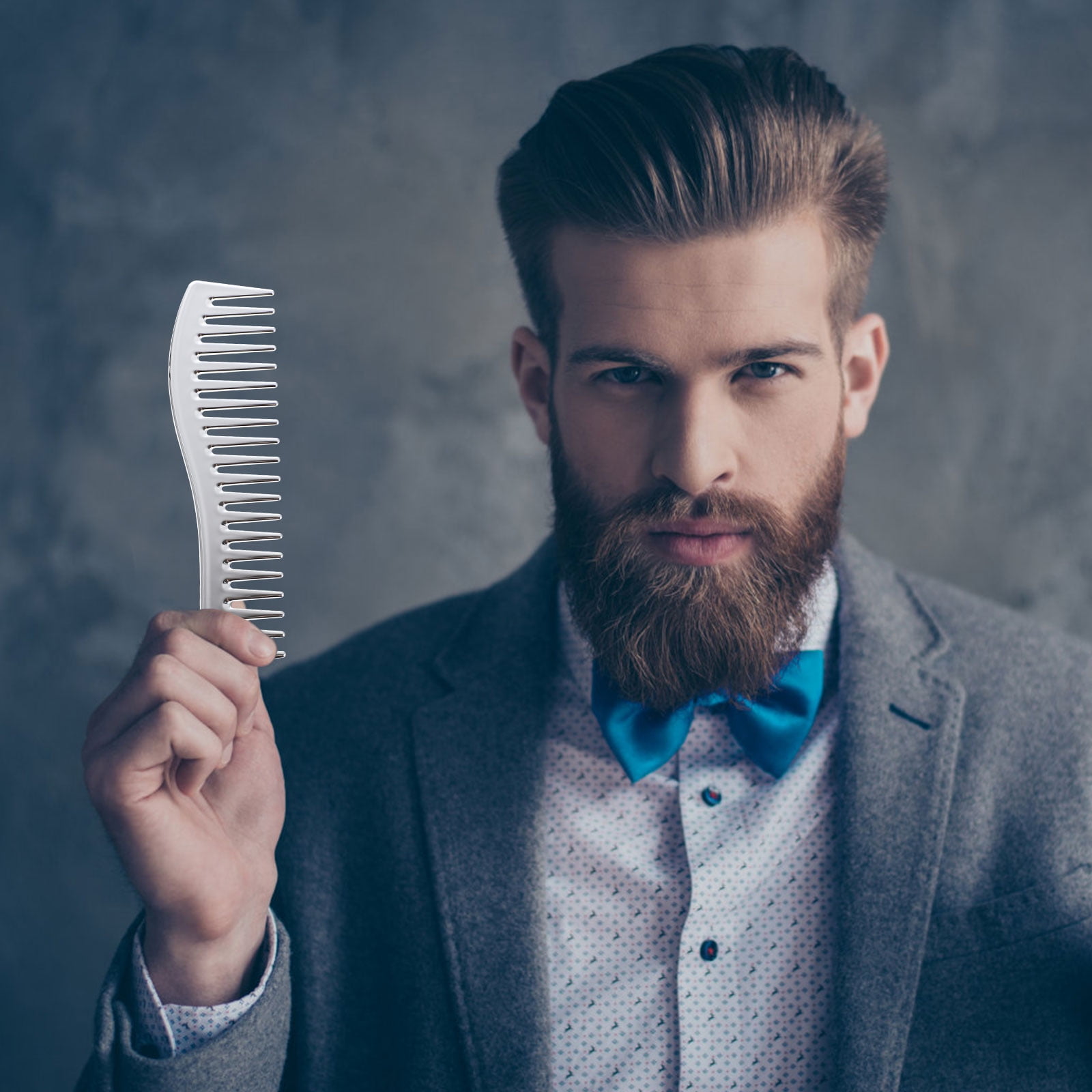 Mobestech Men Comb Knot Removal Scalp Protection Abs Silver 1Pack 7.0x2 ...