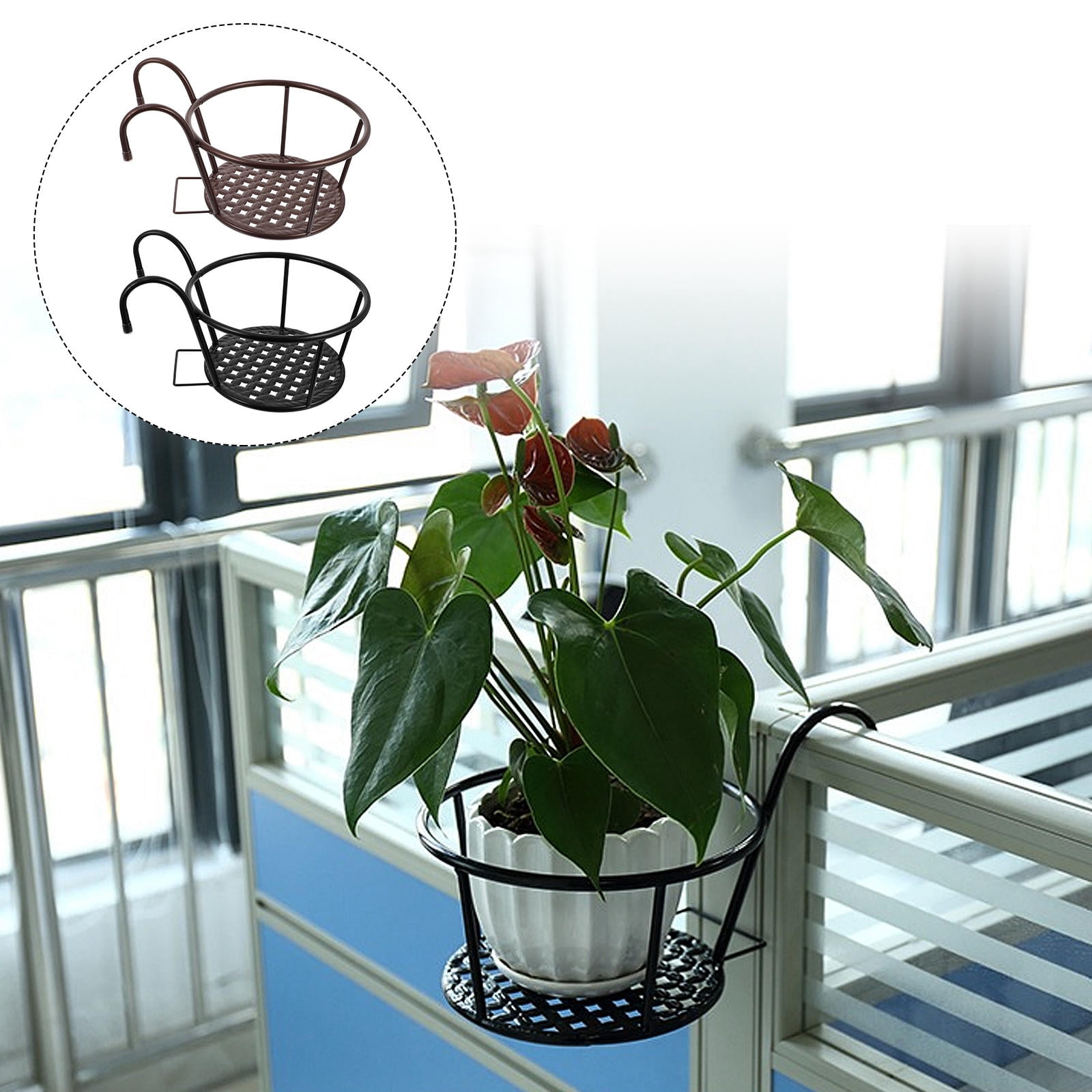 Mobestech 2Pcs Balcony Flower Pot Stands Hanging Railing Planter Racks ...