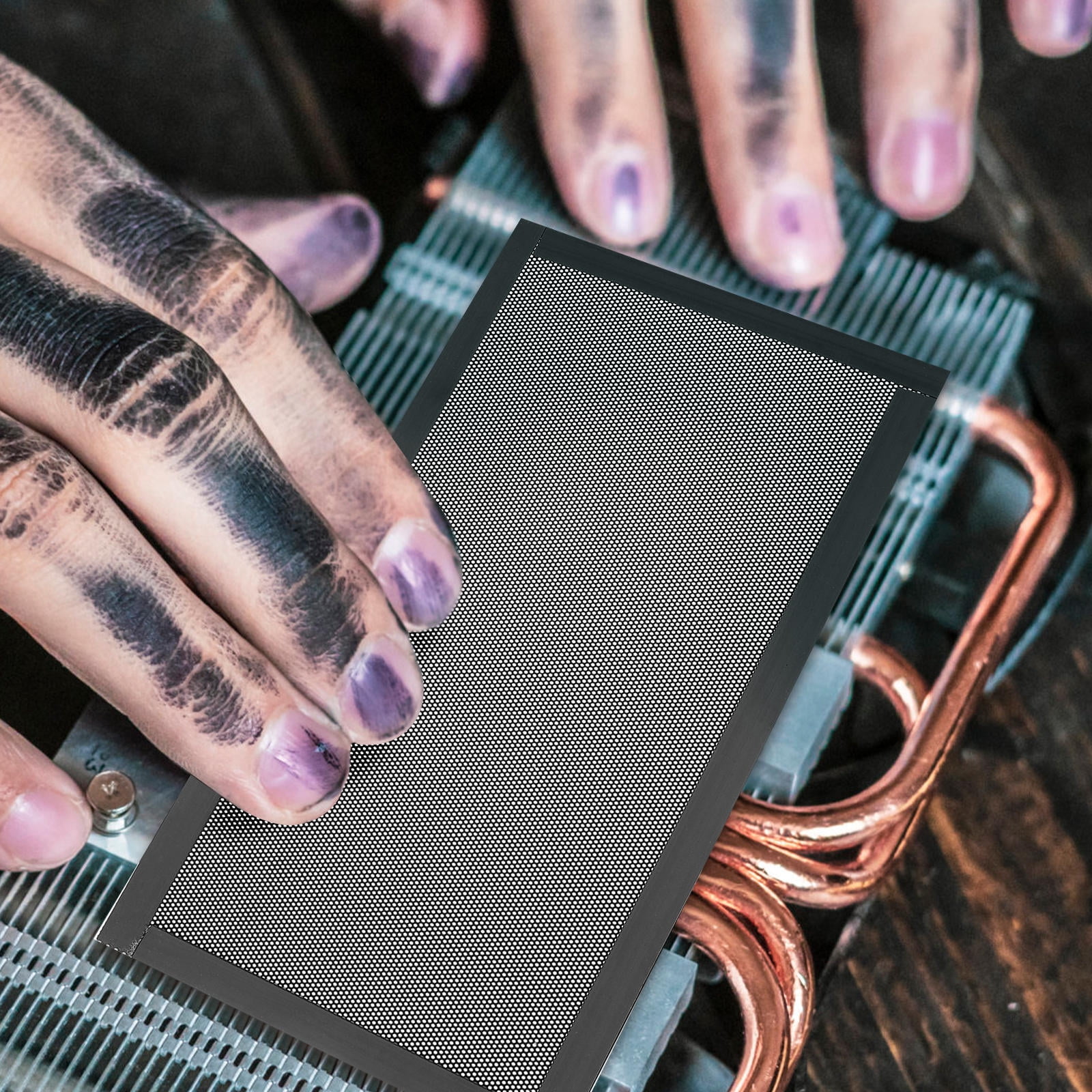 Mobestech 2Pcs Pc Mesh Filter 9.4x4.7in Black PVC for Computer Case Fans and Office Use ...