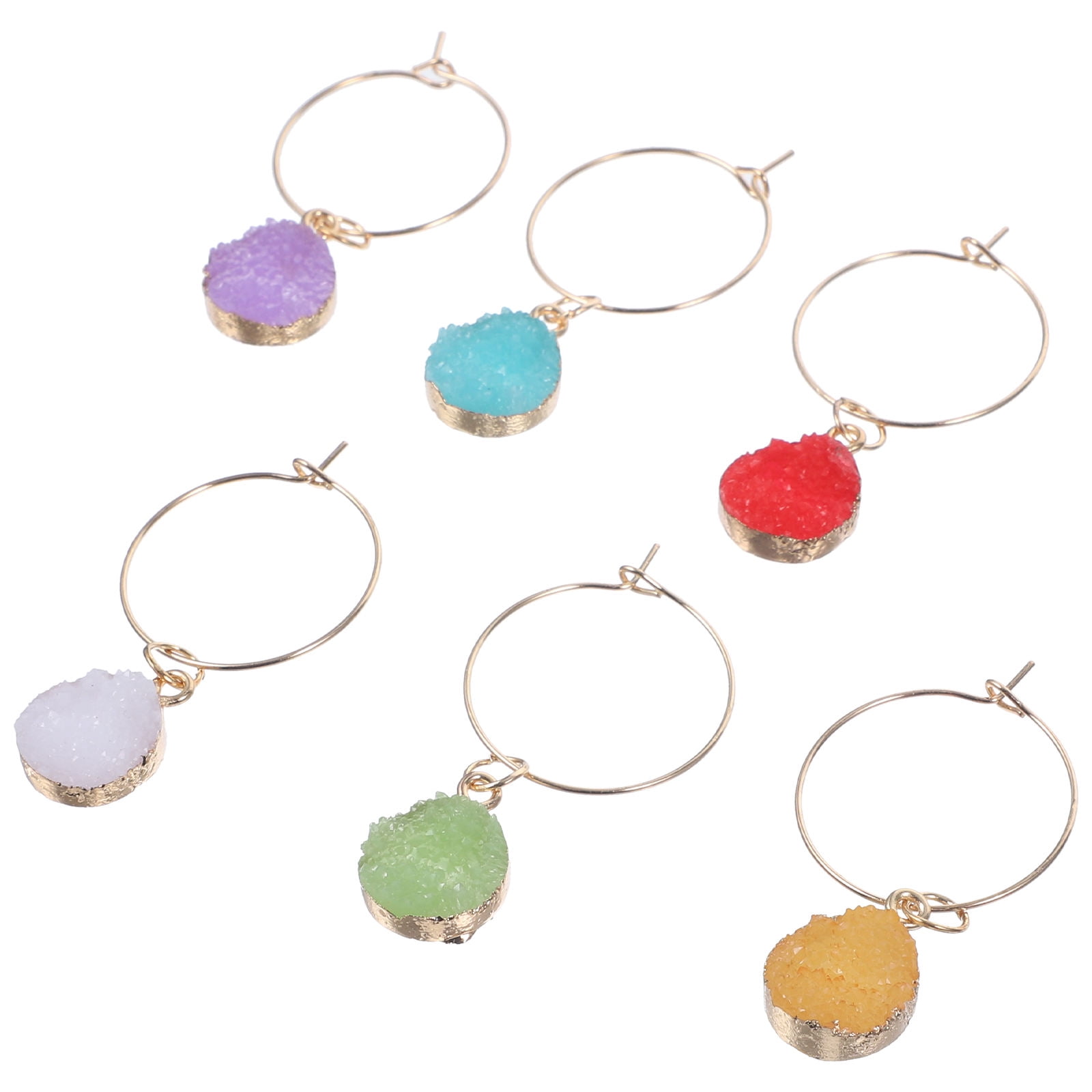 Mobestech 6Pcs Wine Glass Markers Round Shape Pendant Design for Drink ...