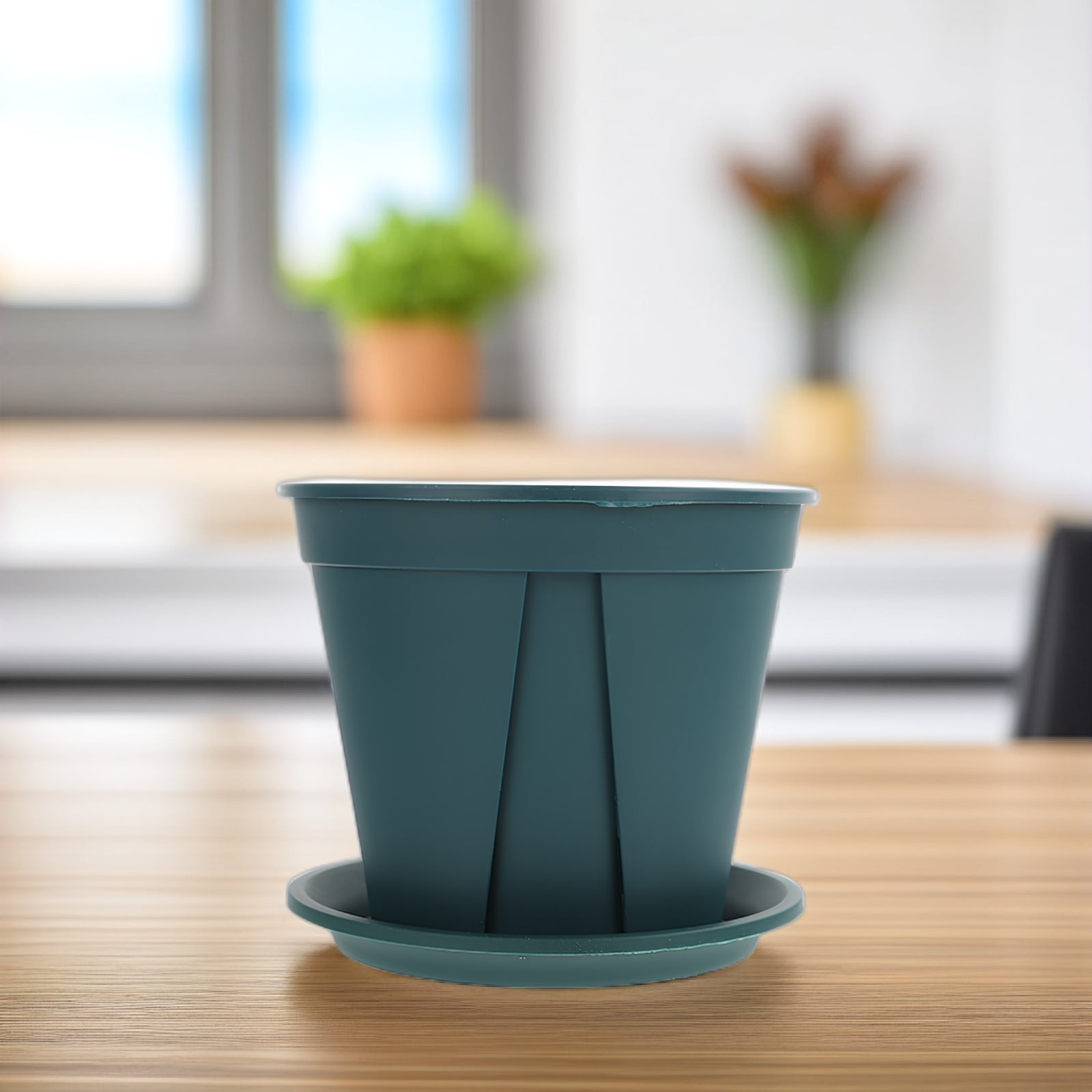 Mobestech 8 Sets Plastic Flower Pots Green Round for Home Plant Growth ...