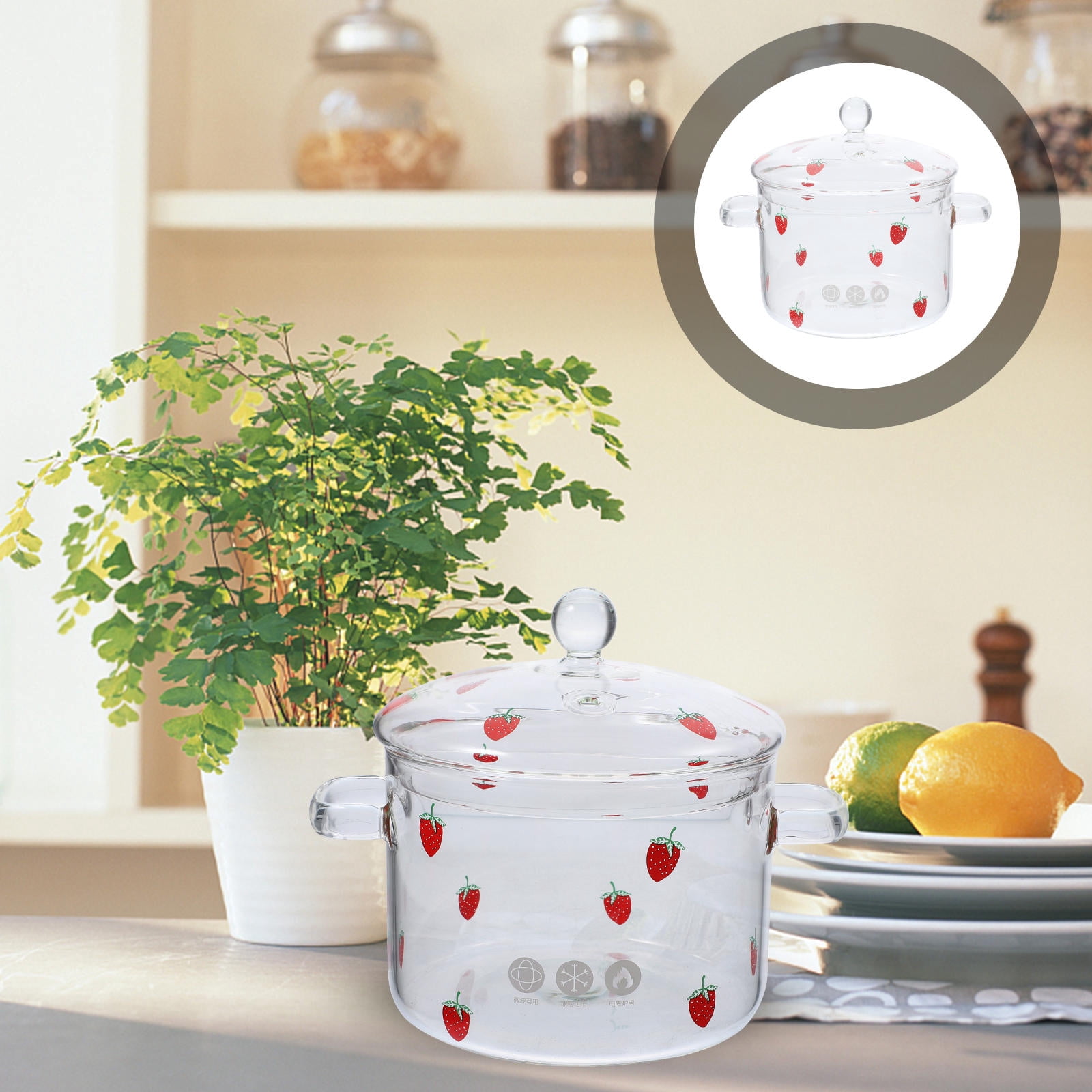Mobestech Double Handle Glass Cooking Pot Heat and Cold Resistant for ...