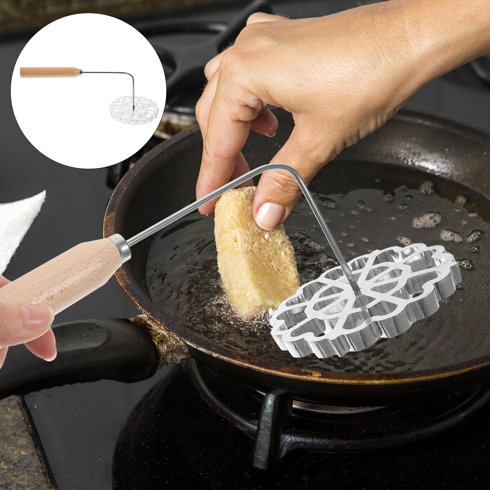 Mobestech Wood Handle Kitchen Spoon for Frying Snacks Made of Wood and ...