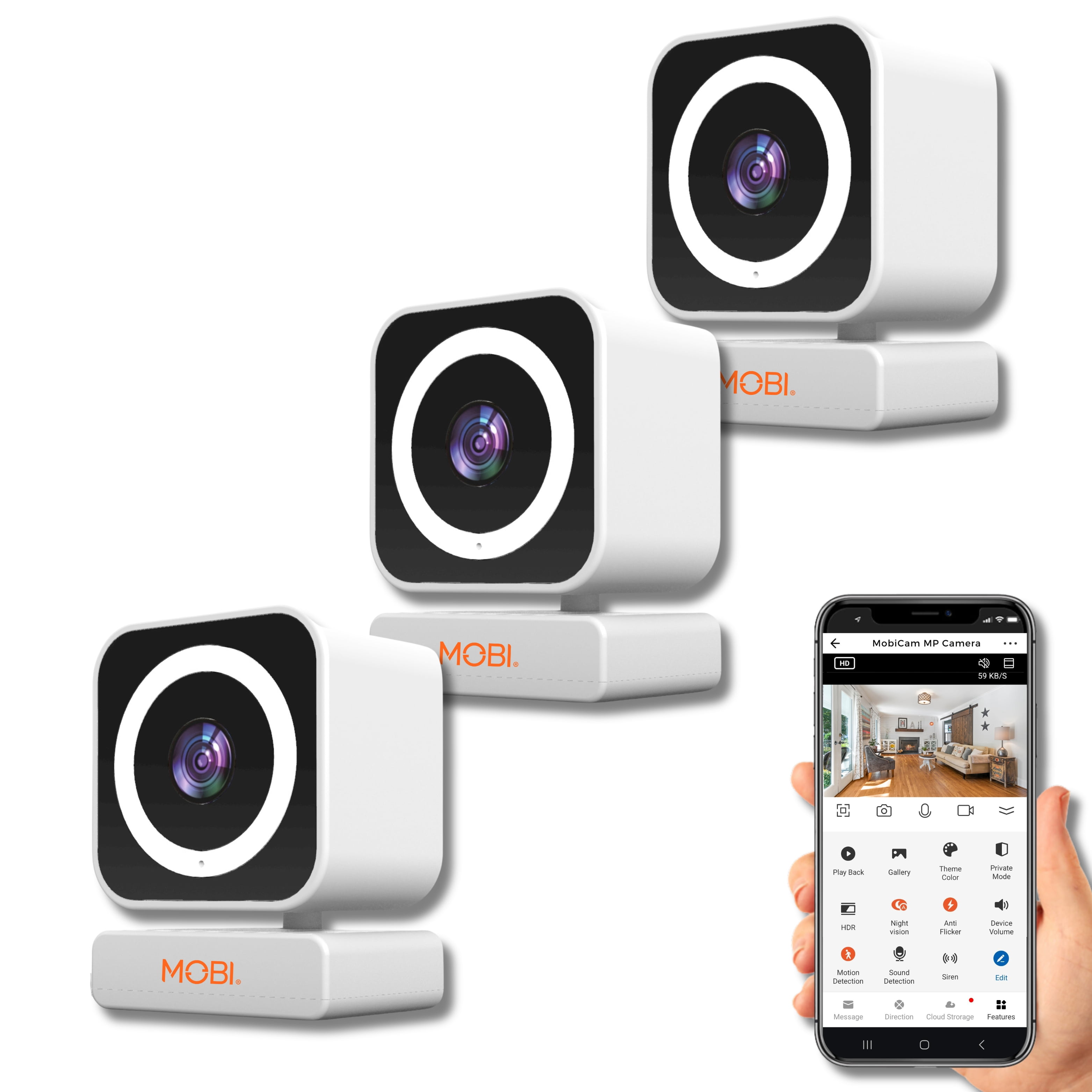 MobiCam MP Smart 3MP Camera with 2-Way Audio, Quick 30-Second Setup, Dual-Band Wi-Fi network (2. ...