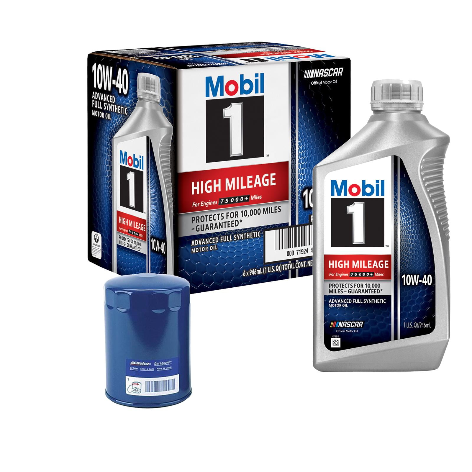 Mobil 1 103536 High Mileage 10W40/AC Delco PF1218 Oil Change Kit ...