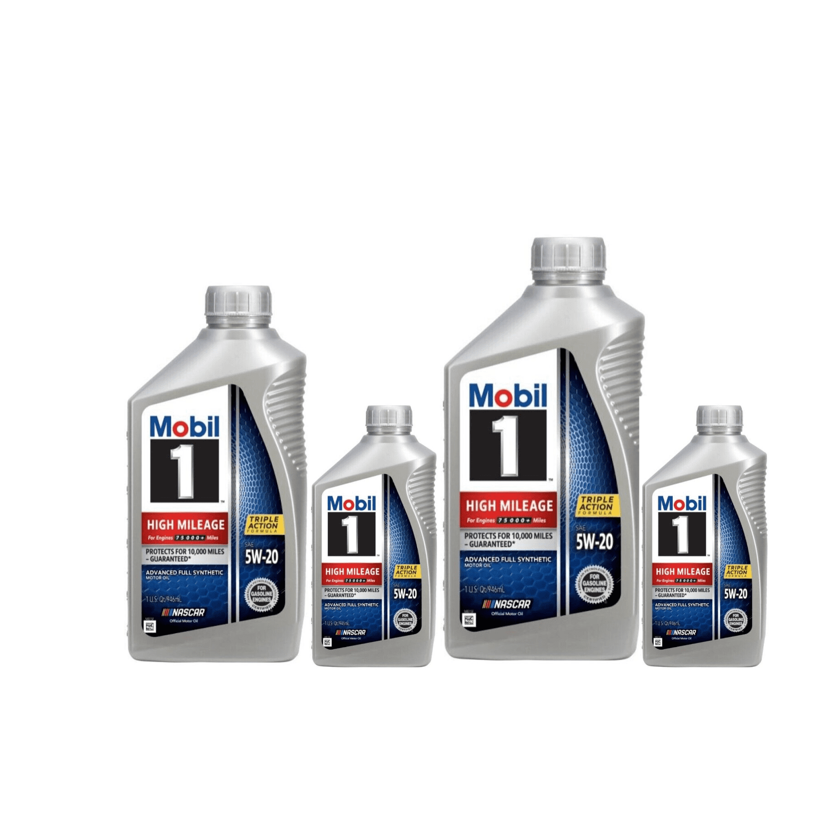 Mobil 1 120455 High Mileage Full Synthetic 5W-20 Motor Oil Pack of 4 ...