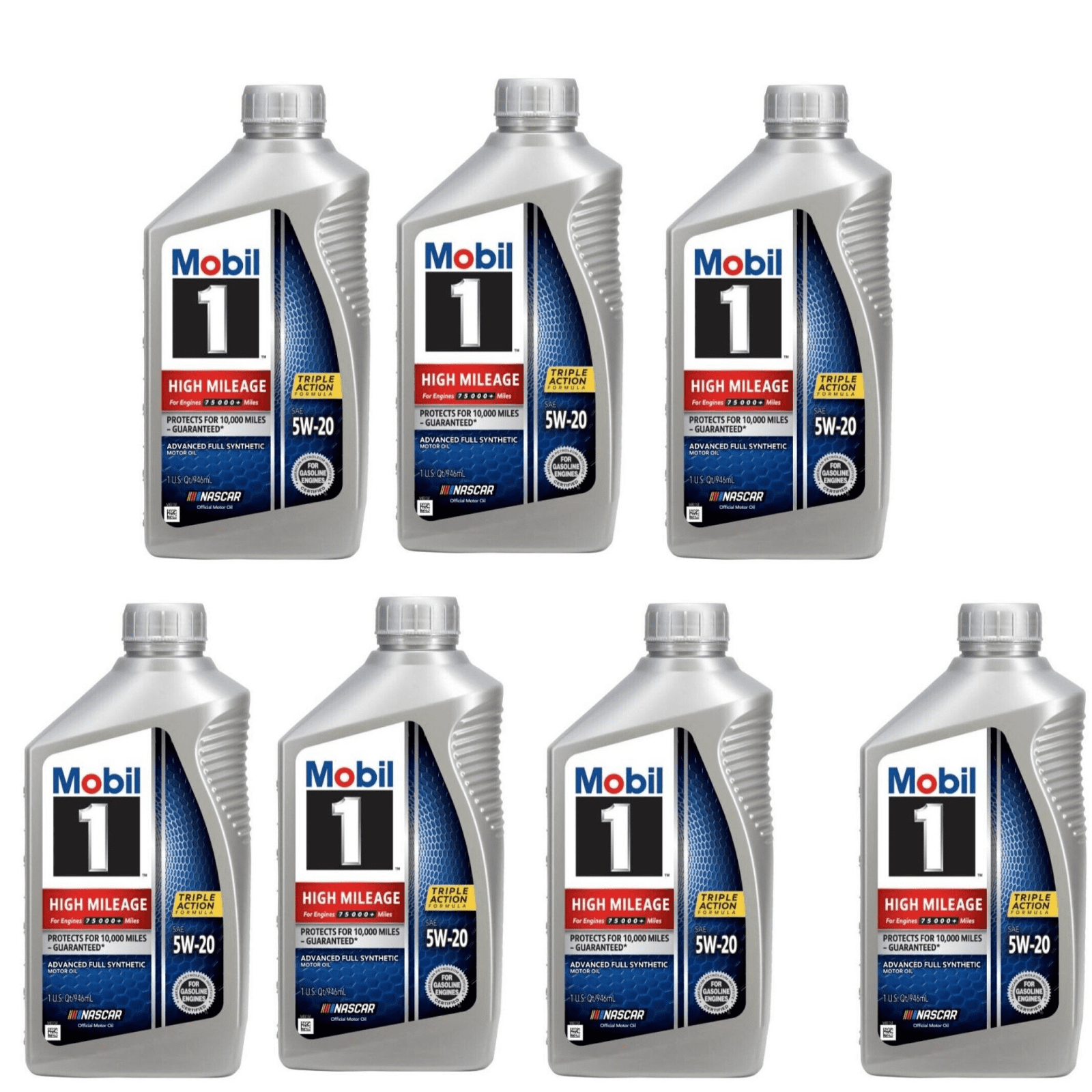 Mobil 1 120455 High Mileage Full Synthetic 5W-20 Motor Oil Pack of 7 ...