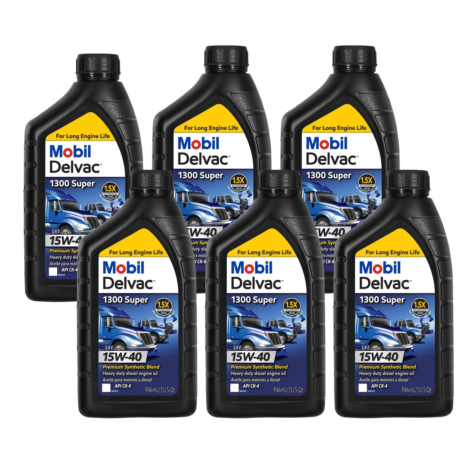 Mobil 1 122494 Delvac 1300 Super Synthetic Blend Diesel Motor Oil, 15W ...