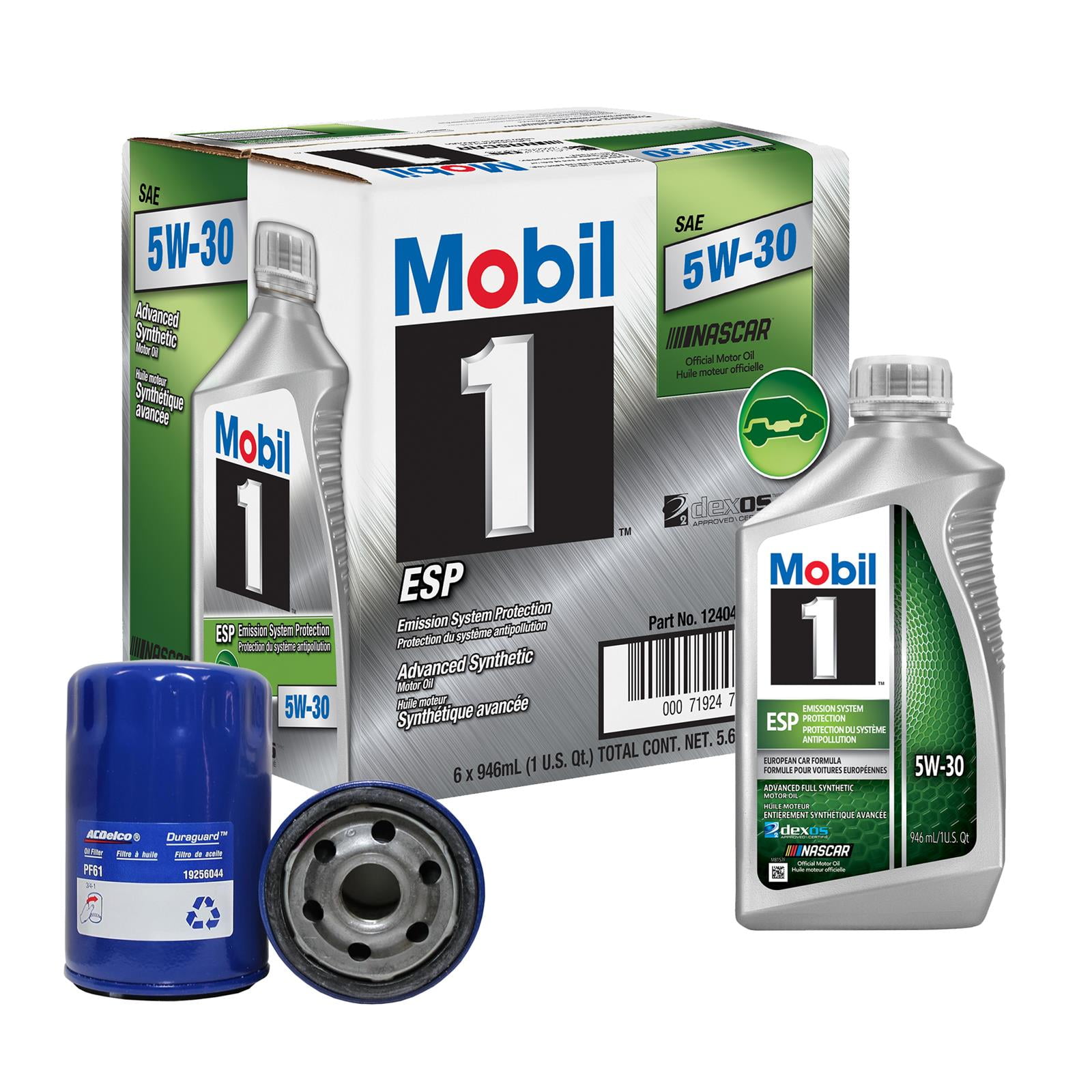 Mobil 1 ESP 5W30 Full Synthetic Motor Oil & AC Delco PF61 E Filter for ...