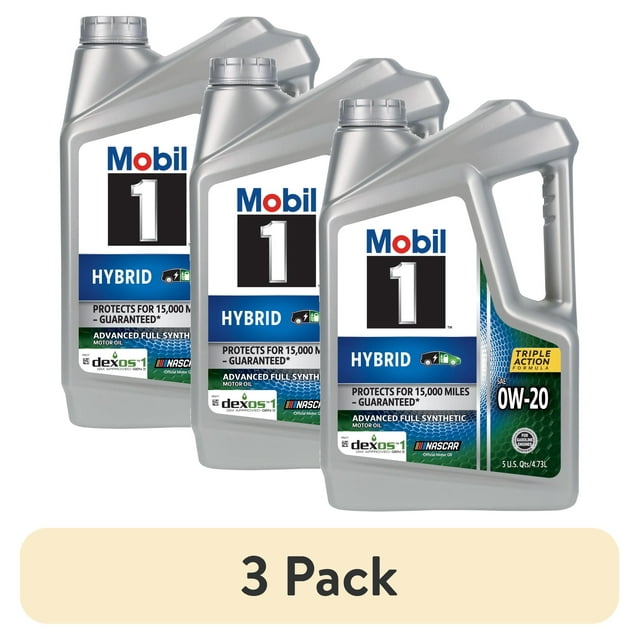 (3 pack) Mobil 1 Hybrid 0W-20, Advanced Full Synthetic Motor Oil, 5 ...