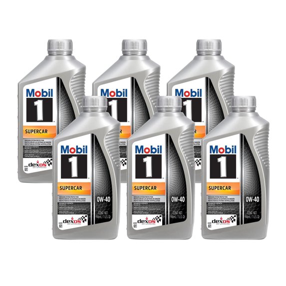 Mobil 1 Supercar Full Synthetic Motor Oil, 0W-40, Dexos R, 6-Quart Case ...