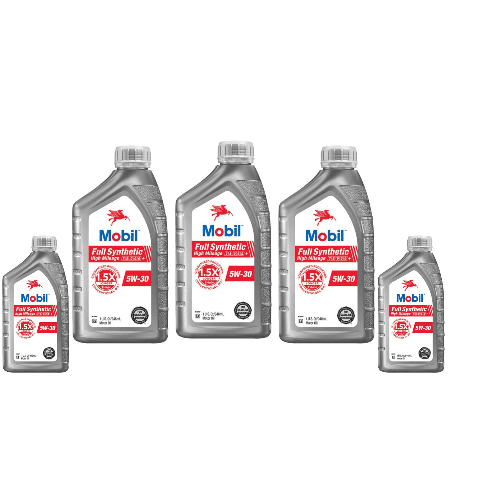 Mobil 125201 Full Synthetic High Mileage Motor Oil 5W-30, Pack of 5 ...