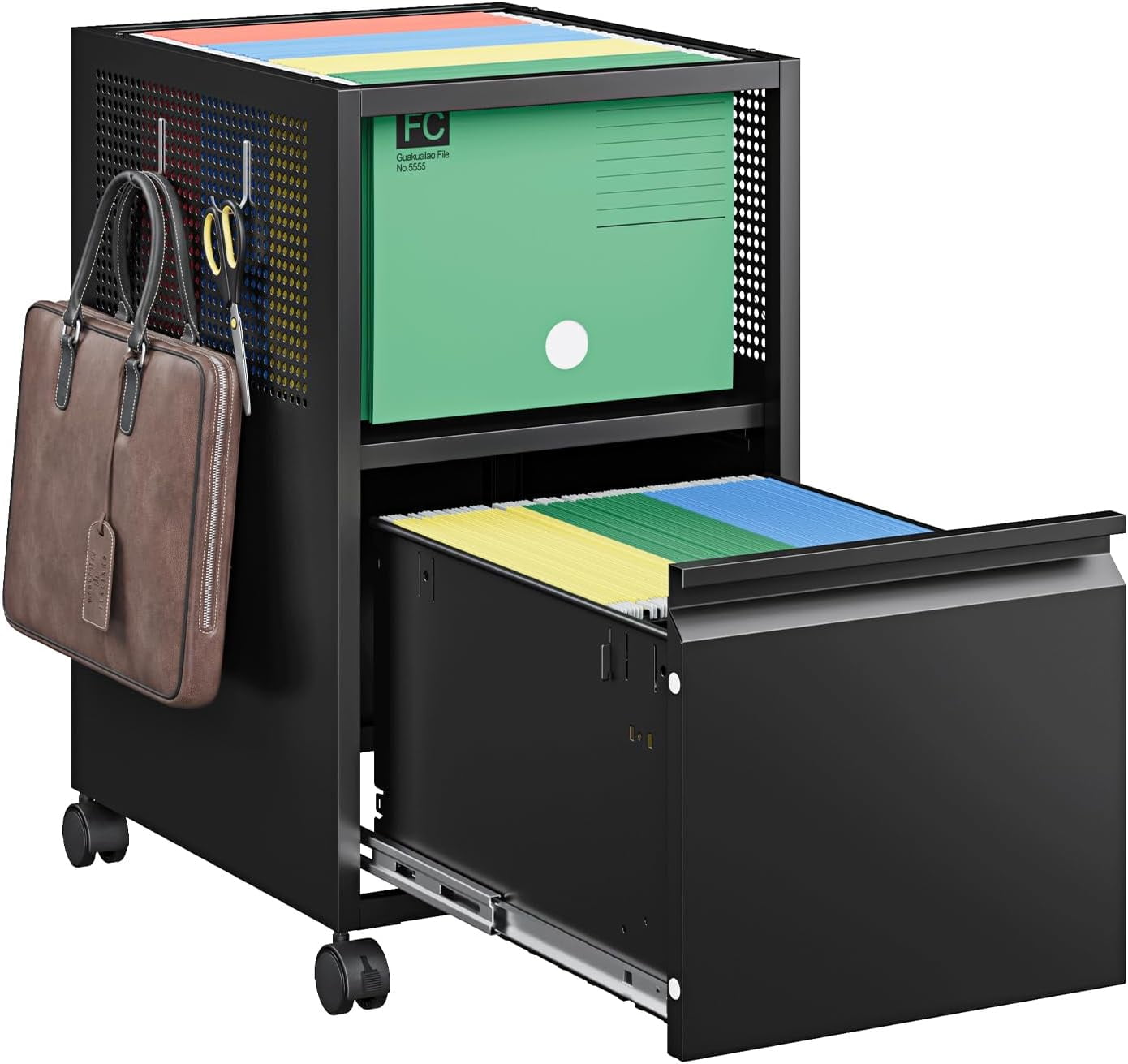 Mobile 1 Drawer File Cabinet with Shelves, Under Desk Metal Rolling ...