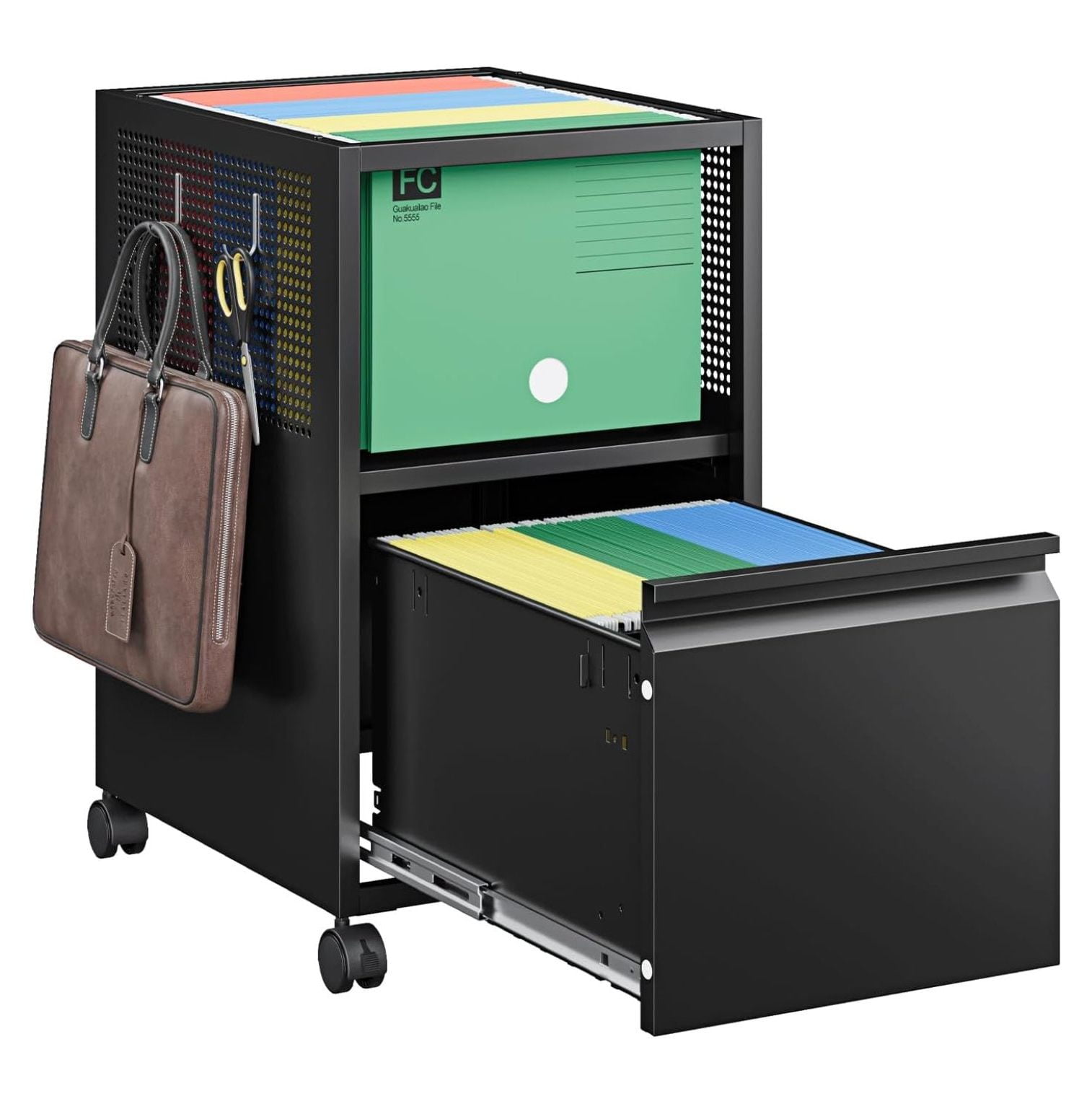 Mobile 1 Drawer File Cabinet with Shelves, Under Desk Metal Rolling ...