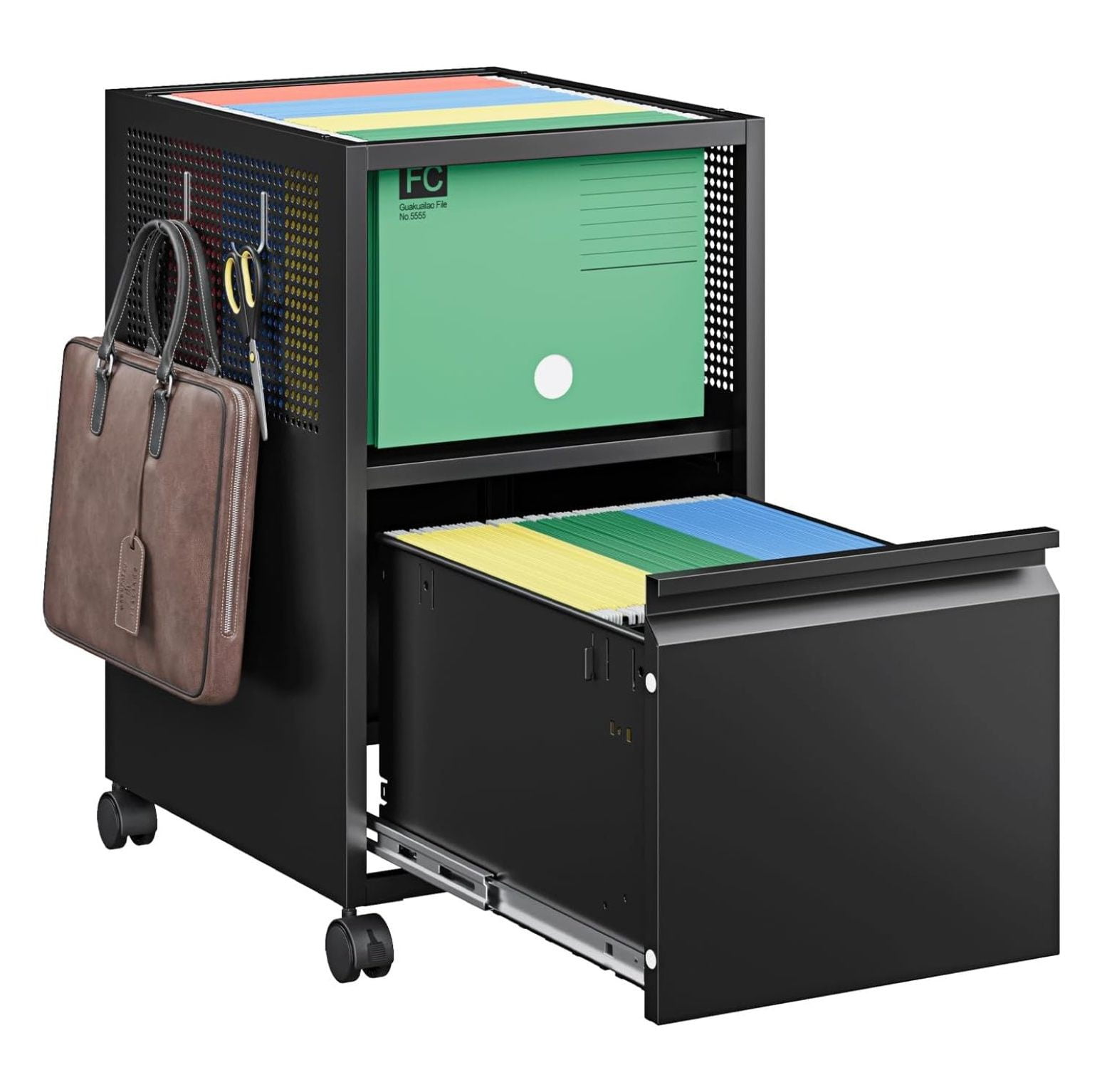 Mobile 1 Drawer File Cabinet with Shelves, Under Desk Metal Rolling ...