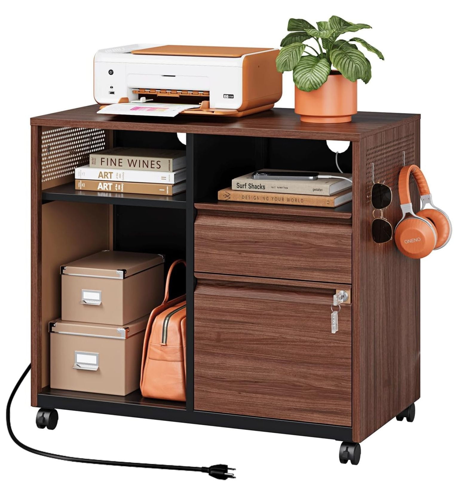 Mobile 2 Drawer File Cabinet,Metal File Cabinet with Lock，Lateral ...