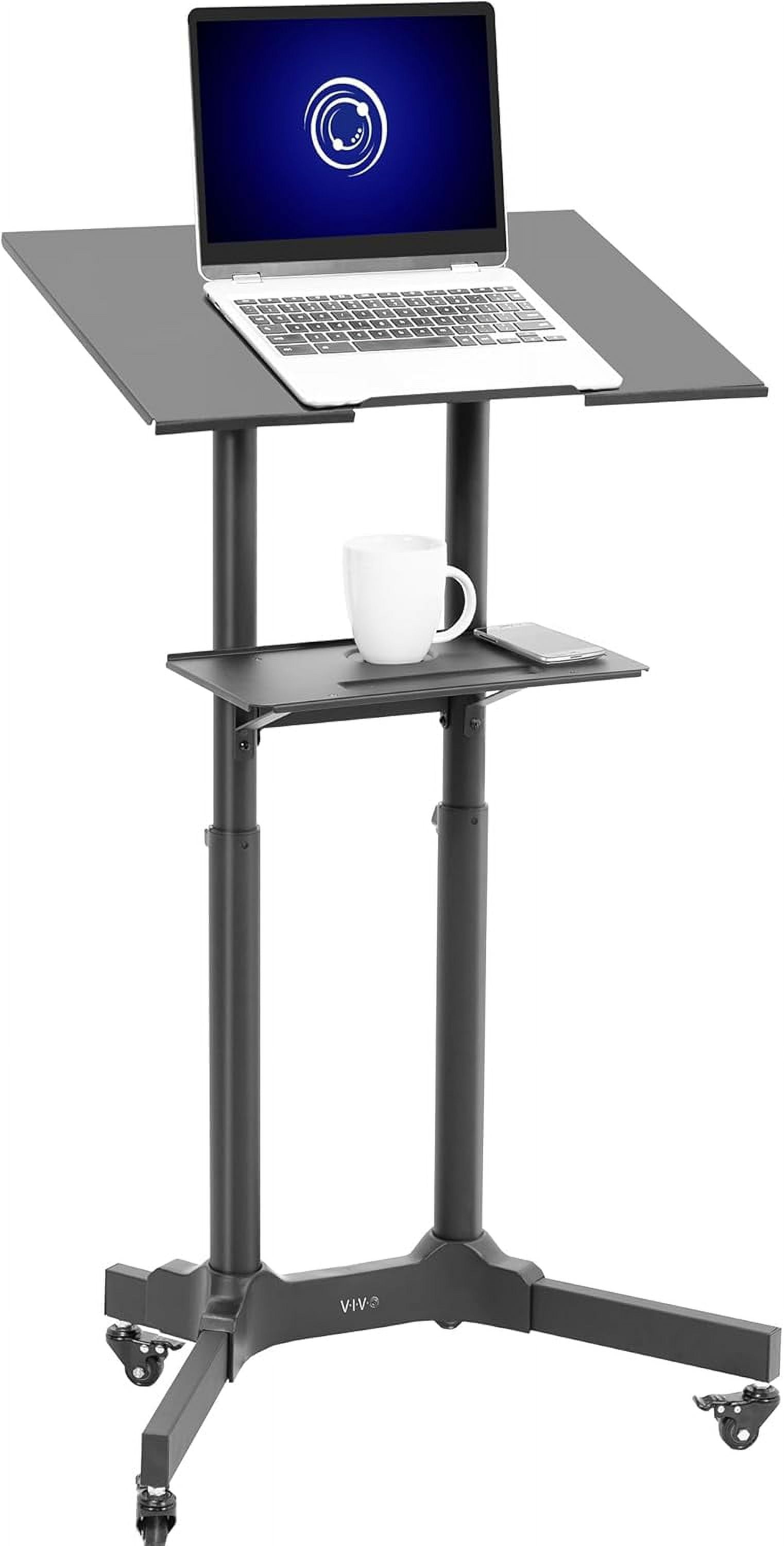 Mobile 24 x 16 inch Lectern Podium, Height Adjustable Steel Rolling ...