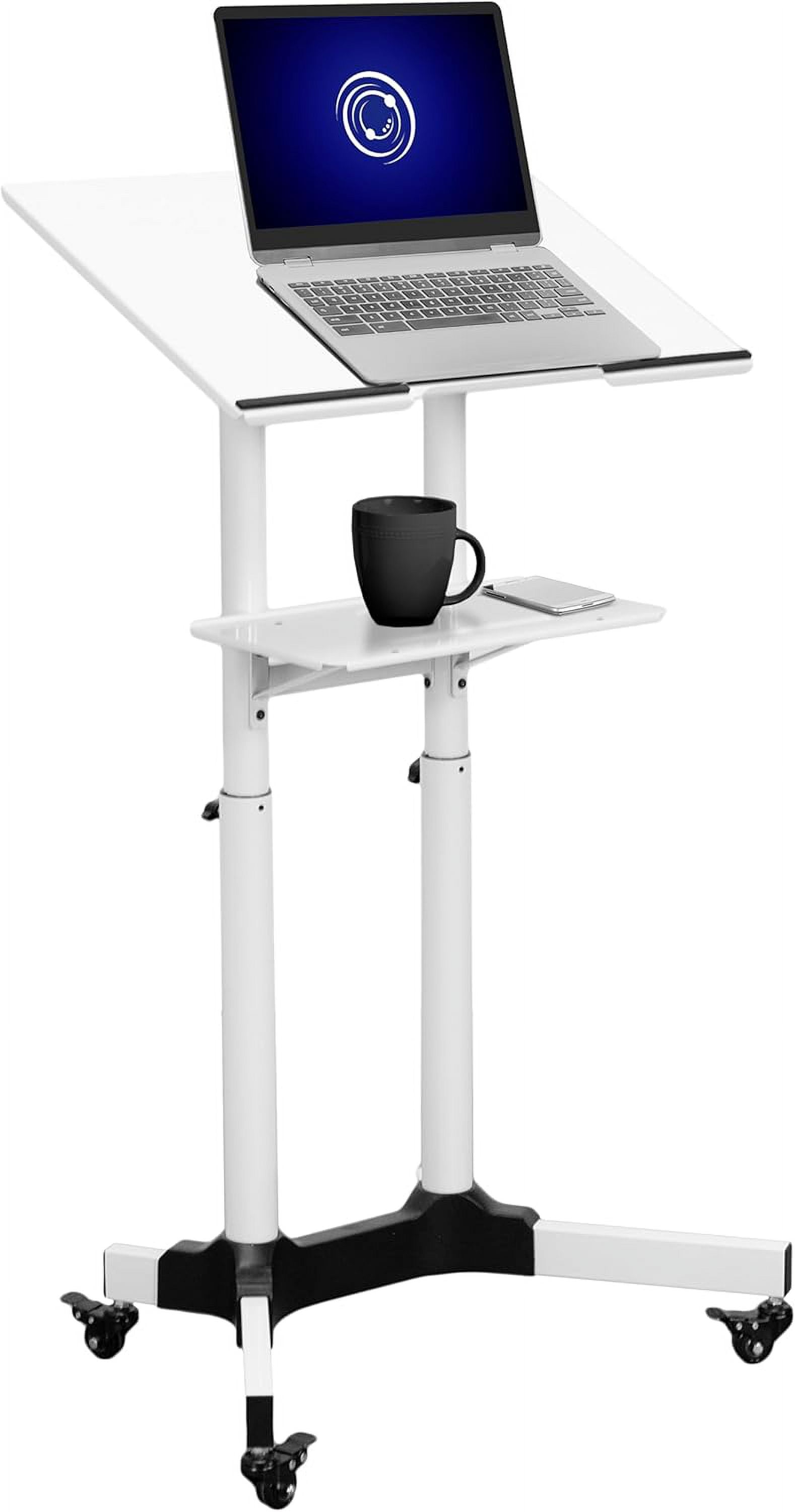 Mobile 24 x 16 inch Lectern Podium, Height Adjustable Steel Rolling ...