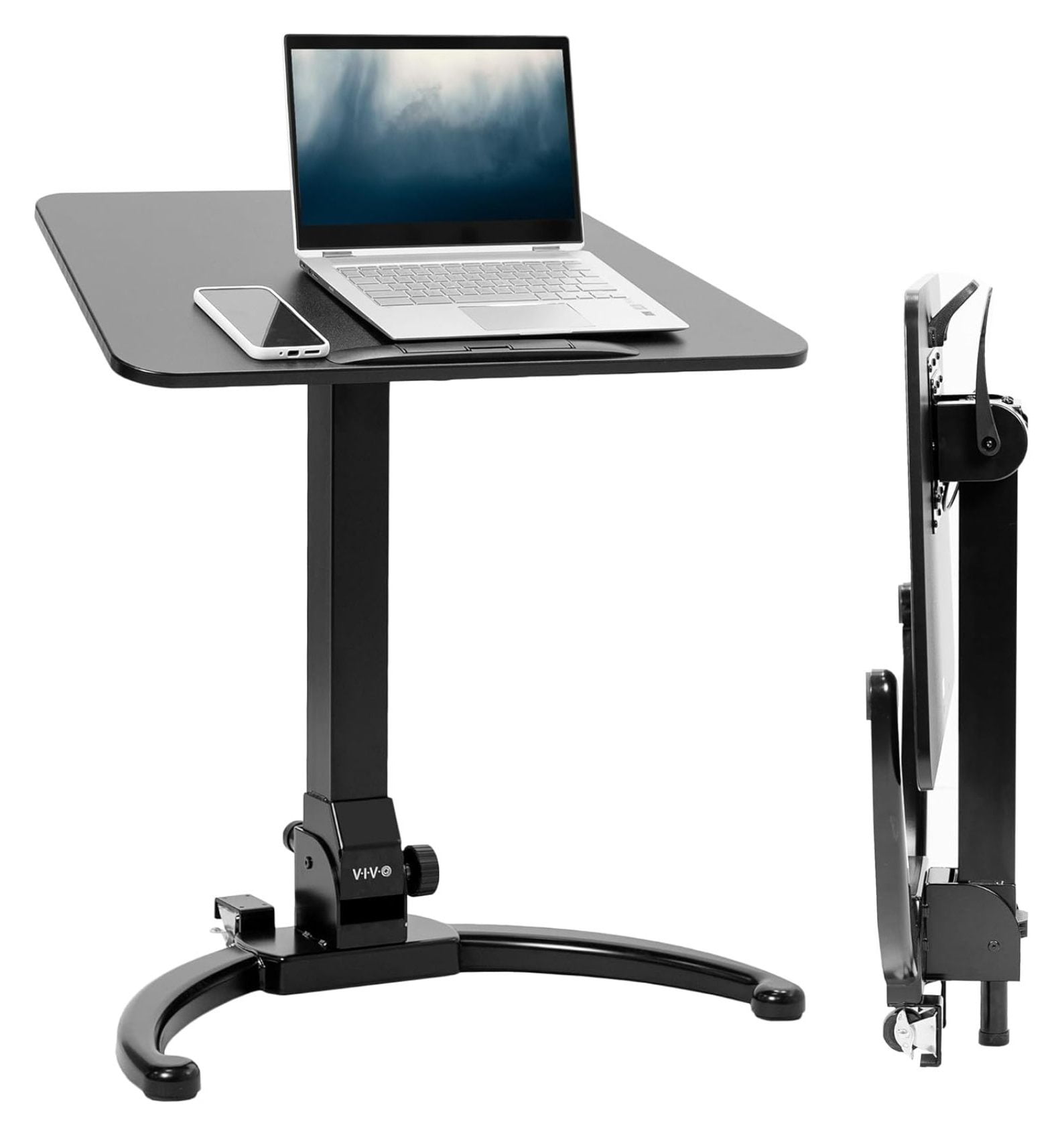 Mobile 29 x 20 inch Foldable Laptop Desk, Rolling Portable Sit Stand ...