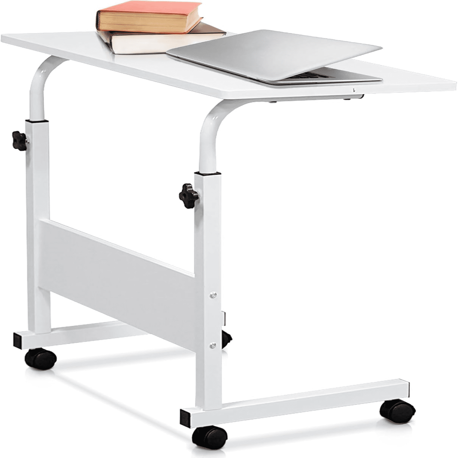 Mobile 31.5 inch Computer Desk with Wheels Height Adjustable Rolling ...