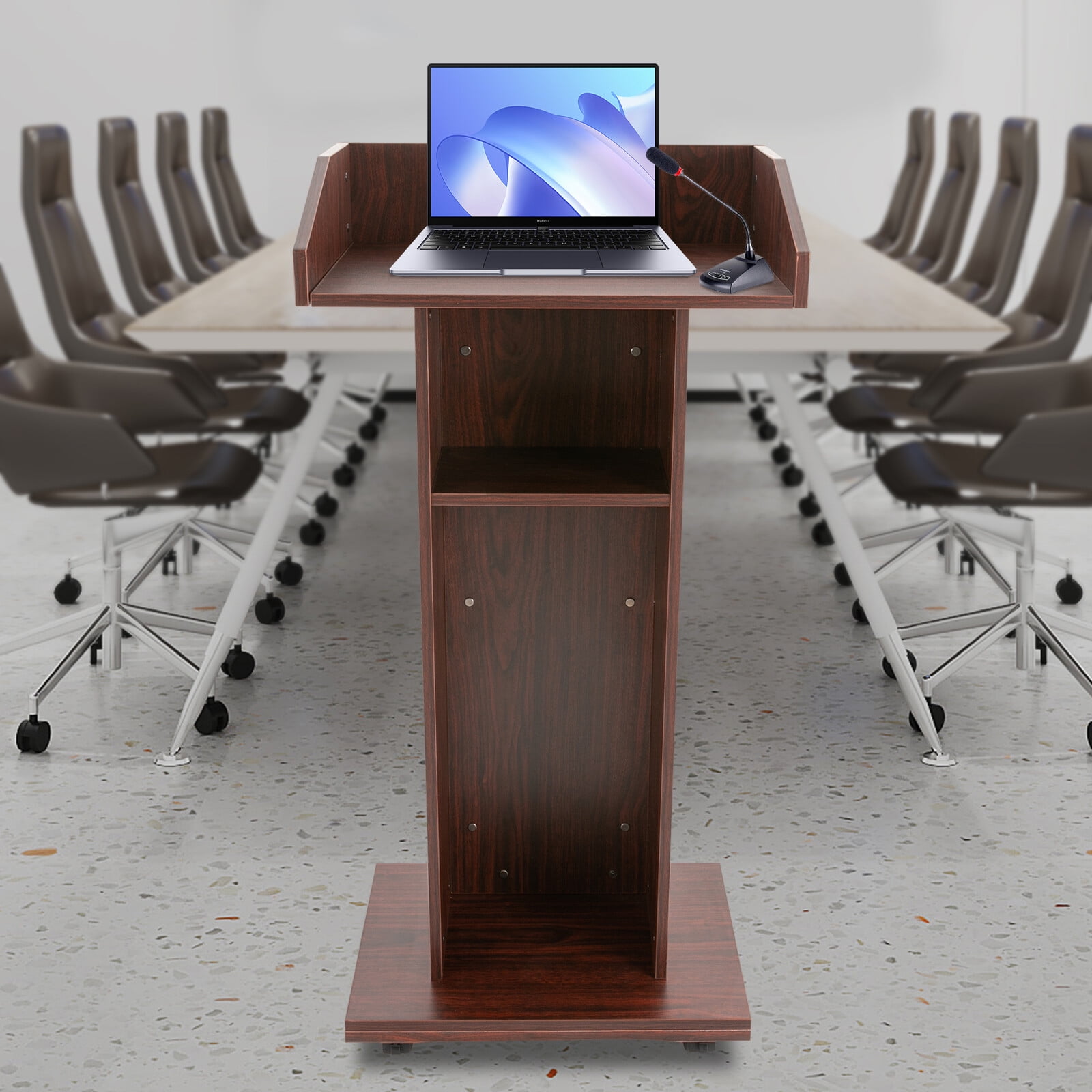 Mobile 43" Height Rolling Podium, Lectern, Laptop Workstation w/ 4 ...