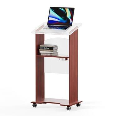 KFFKFF Podium Stand, 47-inch Presenter Station with 4 Mobile Casters ...