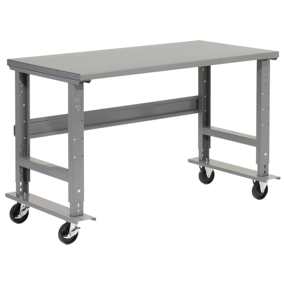 Mobile Adjustable Height C-Channel Leg Workbench, Steel, 48"W x 30"D ...