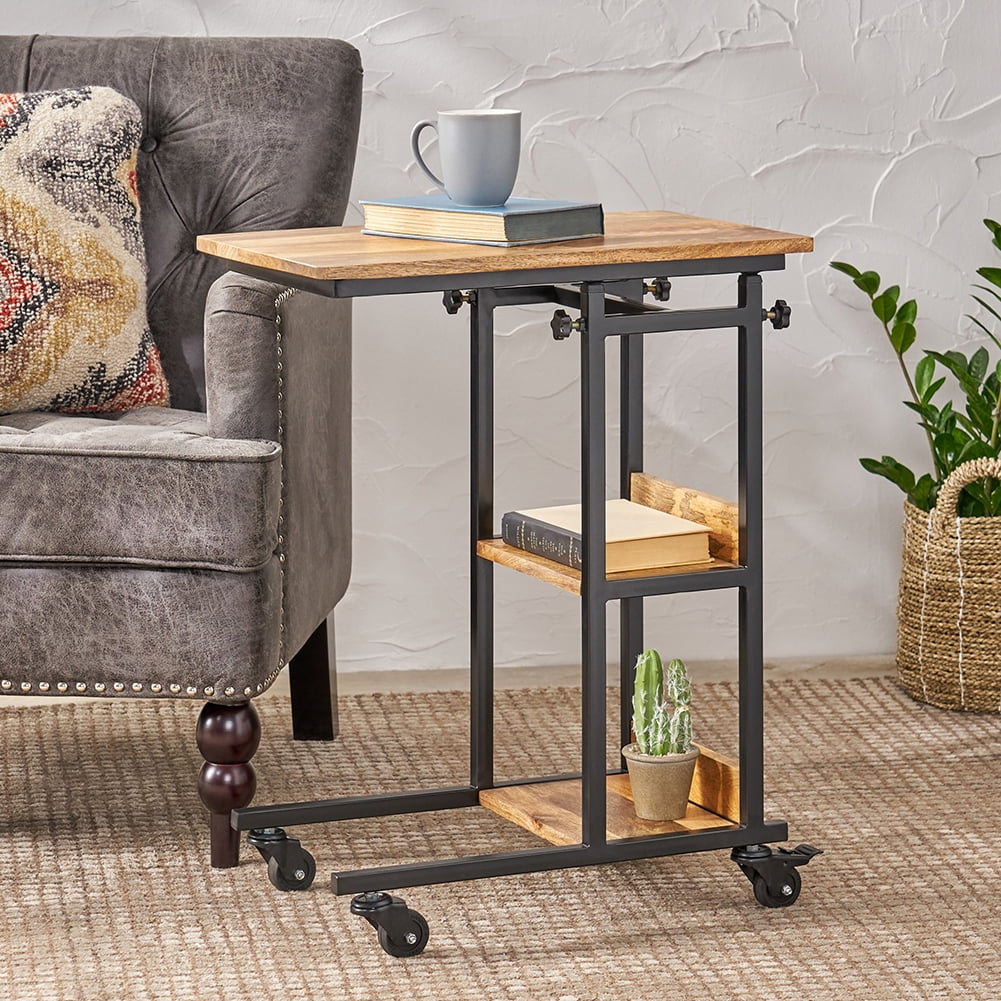 Mobile Adjustable Height Laptop Stand, Rolling Table Desk Cart With 2 ...