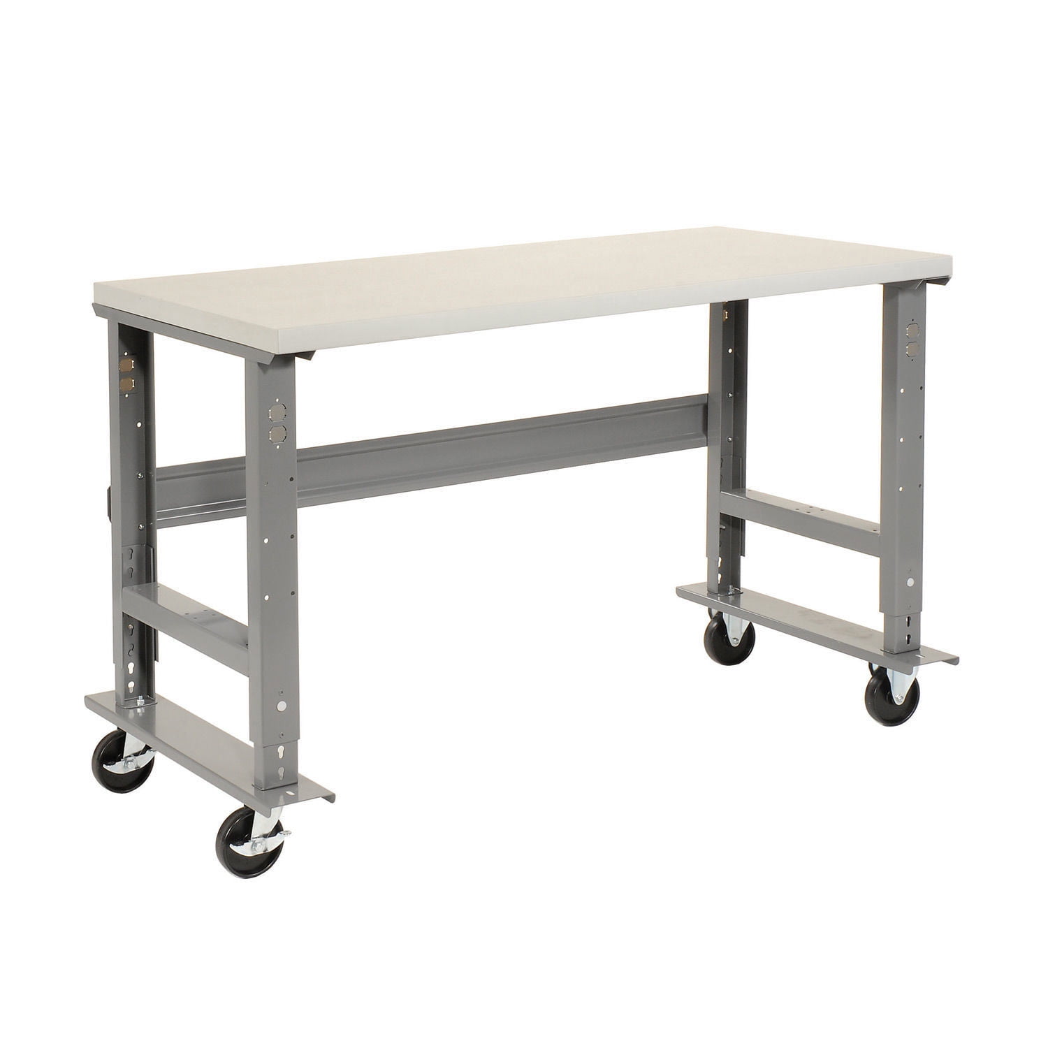 Mobile Adjustable Height Workbench, Plastic Laminate Safety Edge, 72"W ...