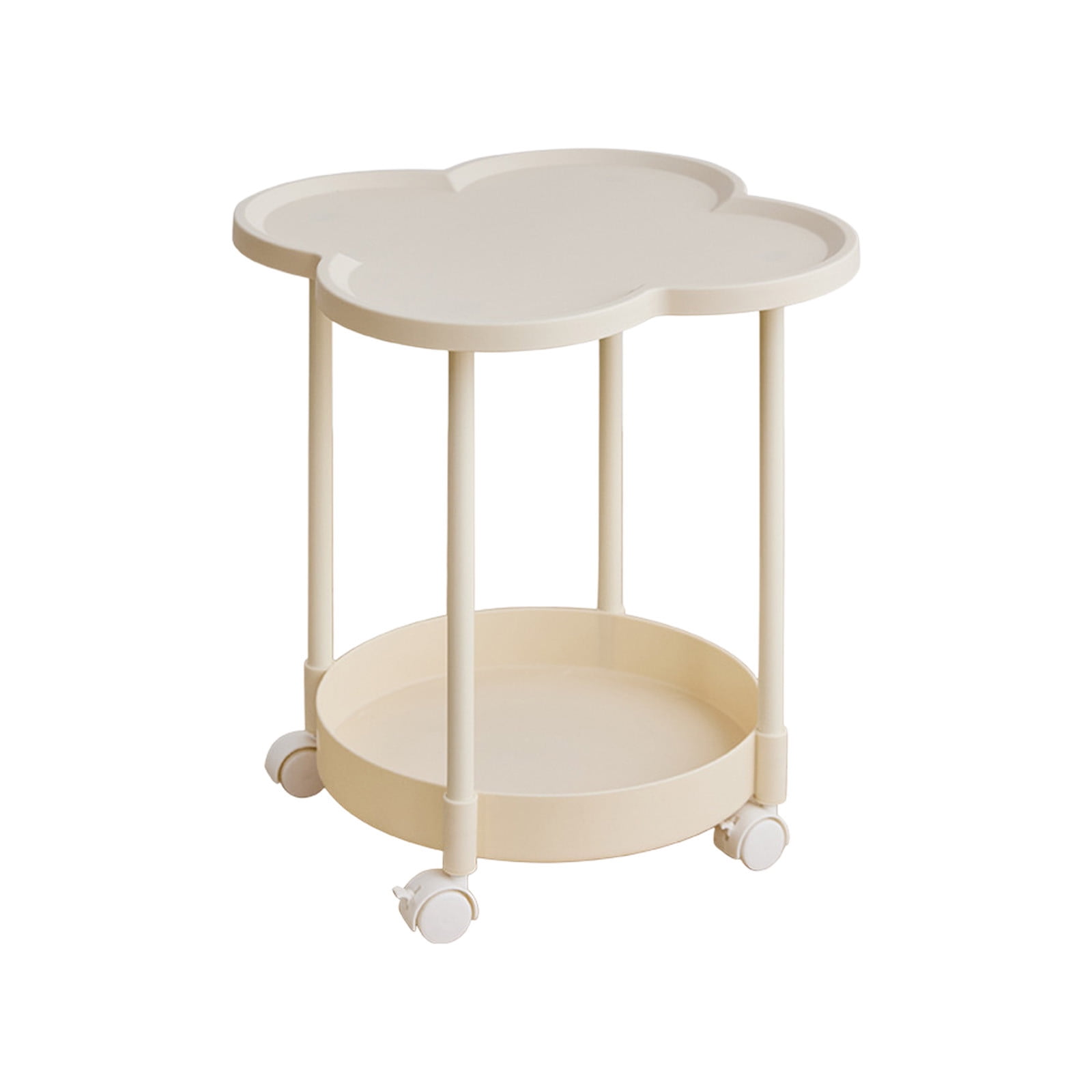 Mobile Bedside Table with Wheels Double Storage Shelf Portable Space ...